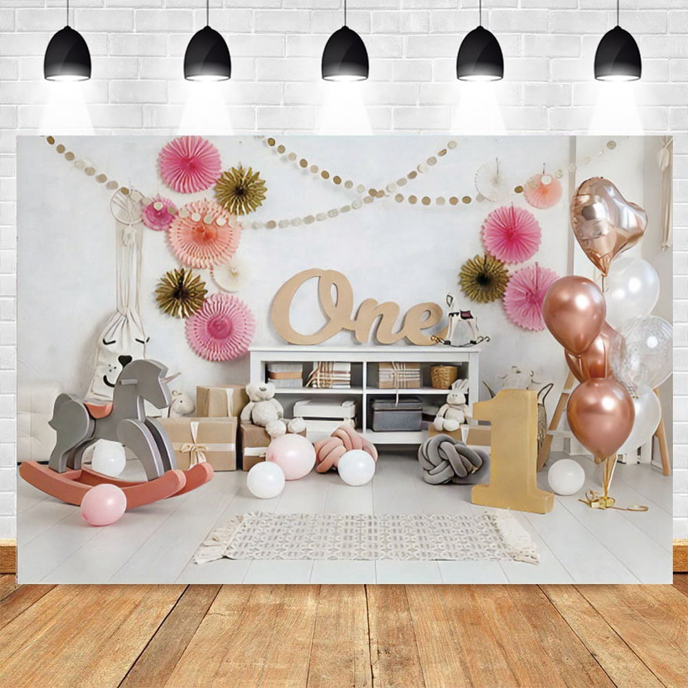 Newborn Baby Birthday Party Balloons Cake Smash Interior Room ...