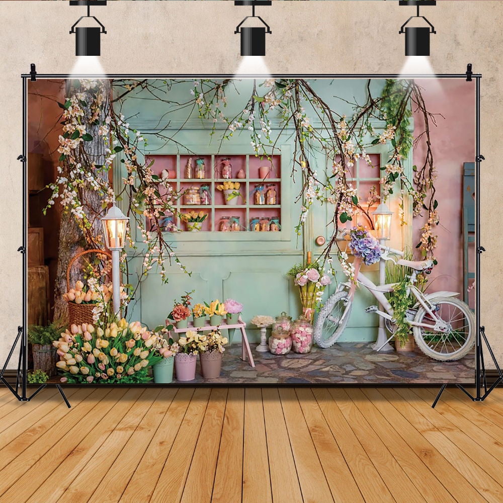 Newborn Baby Birthday Party Flower Shop Backdrop Cake Smash Photography ...