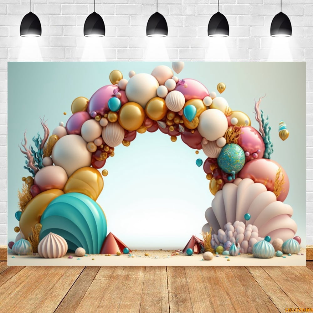 Newborn Baby Birthday r Backdrop Arch Balloons Baby Shower Portrait ...