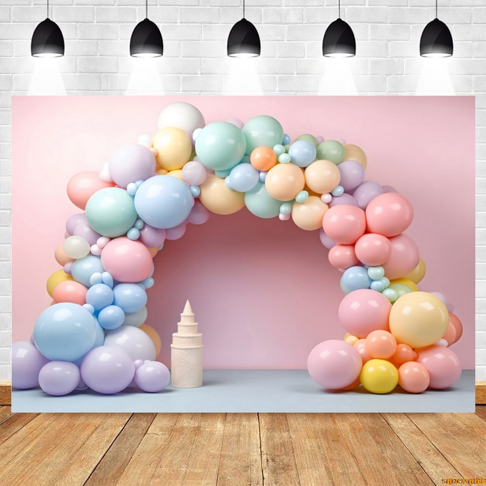 Newborn Baby Birthday r Backdrop Arch Balloons Baby Shower Portrait ...