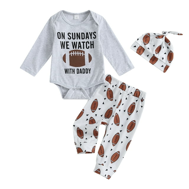 Newborn Baby Boy Football Season Outfit 3M 6M 12M Letters Print ...