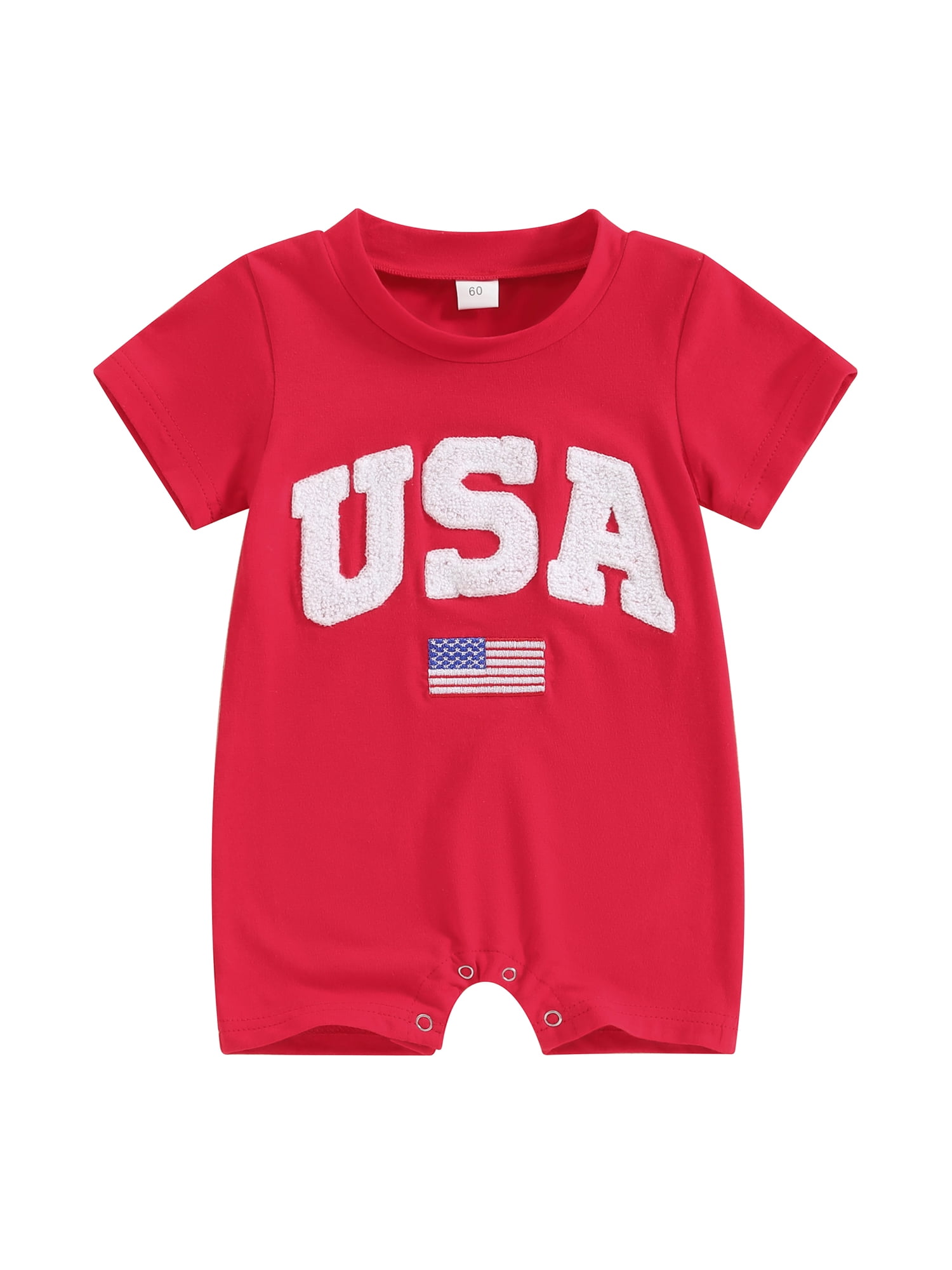 Newborn Baby Boy Girl 4th of July Outfit American Flag Romper Short Sleeve Jumpsuit Infant First ...