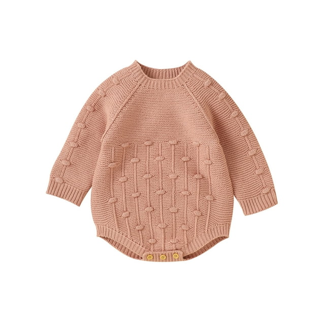 Newborn Baby Boy Girl Clothes Oversized Knit Sweater Romper Long Sleeve Crewneck Bodysuit Warm ...