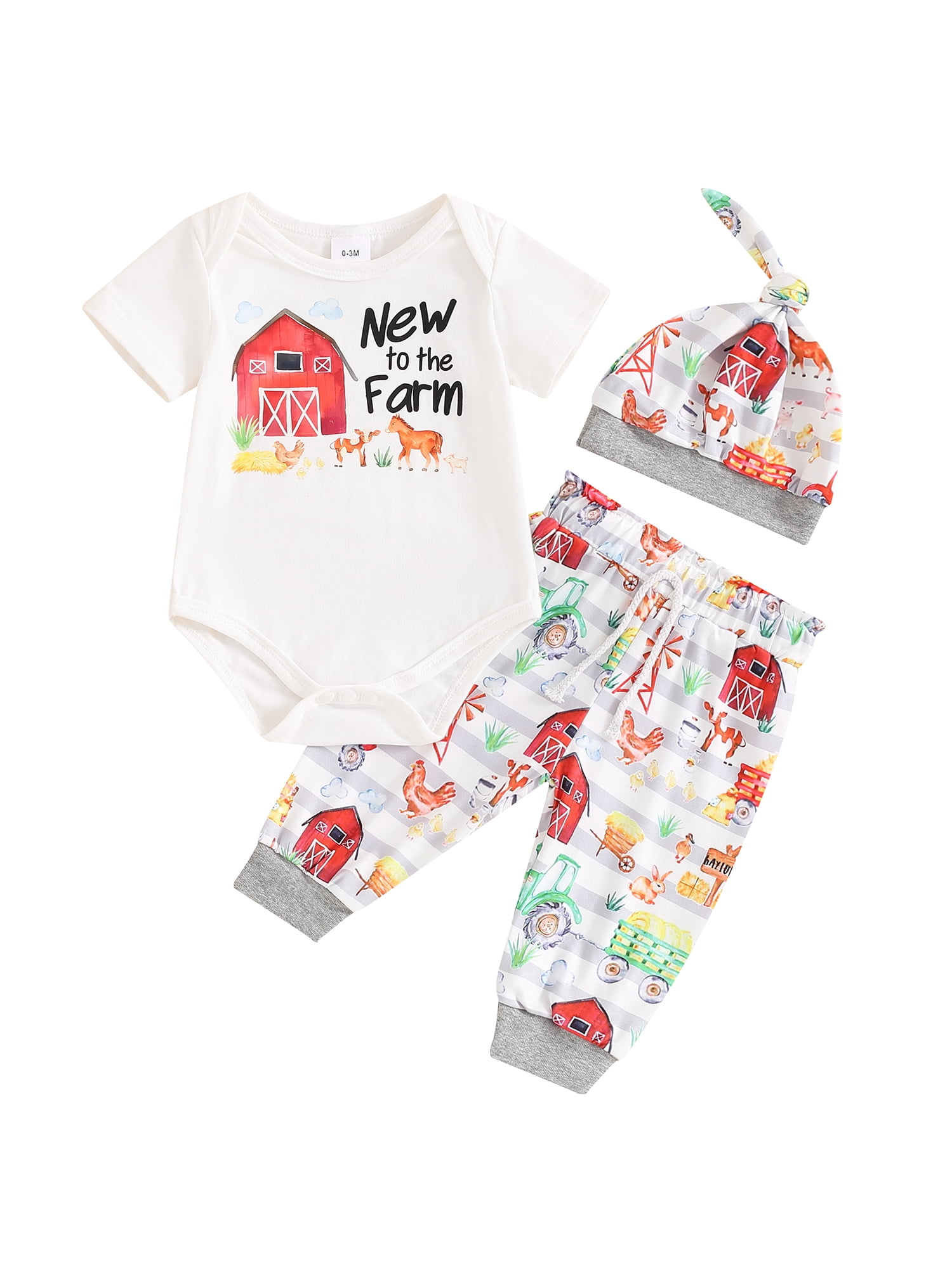 Newborn Baby Boy Girl Farm Outfit New to the Farm Romper Animal Chicken ...