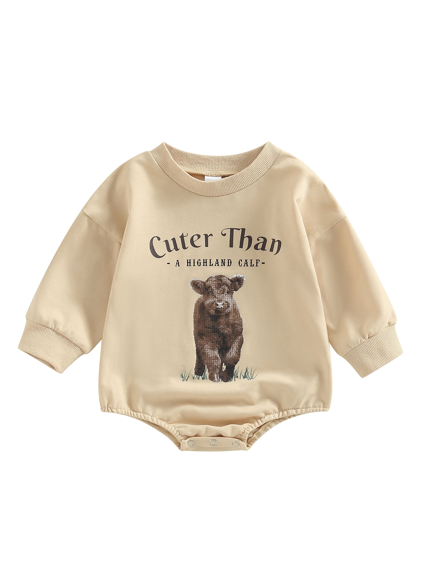 Newborn Baby Boy Girl Farm Outfit Western Horse Cow Print Romper Long Sleeve Oversized Bodysuit ...