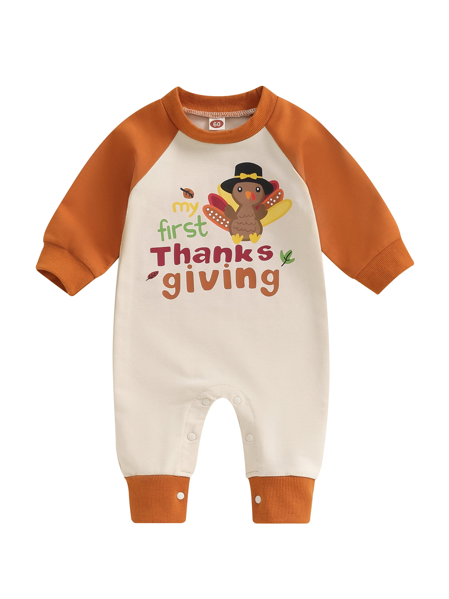 Newborn Baby Boy Girl Fisrt Thankgaving Outfits Turkey Letters Long ...
