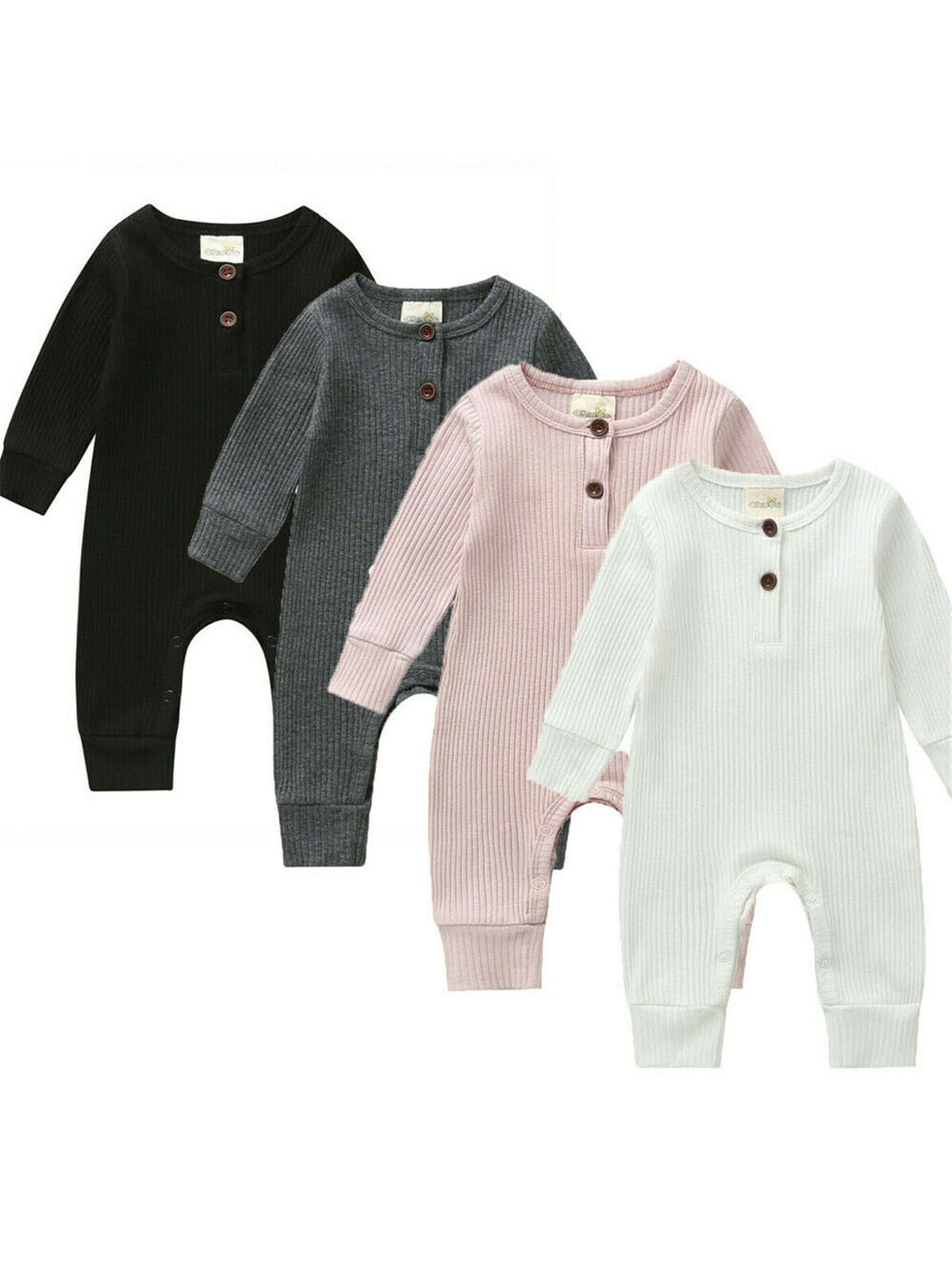 Newborn Baby Boy Girl Long Sleeve Knitted Romper Jumpsuit Overall ...