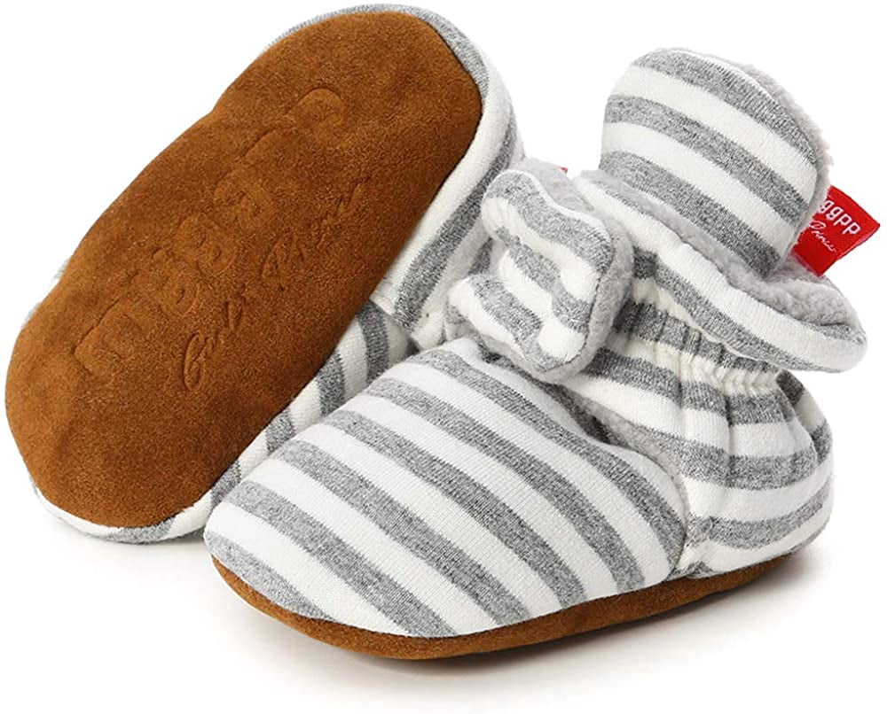 Newborn Baby Boy Girl Soft Fleece Booties Stay On Infant Slippers Socks ...