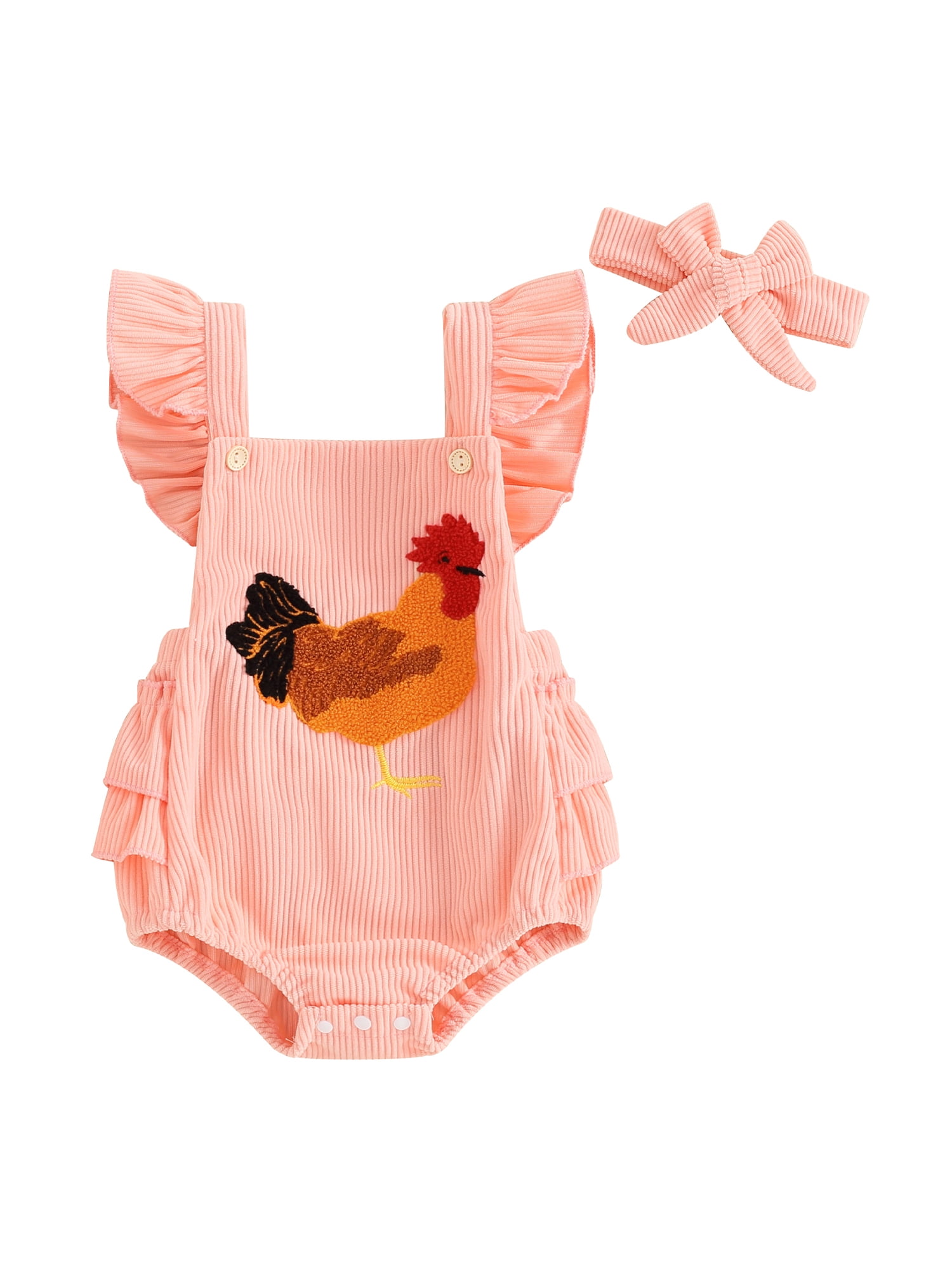 Newborn Baby Boy Girl Summer Outfits Corduroy Sleeveless Rooster Romper Farm Chicken Baby ...