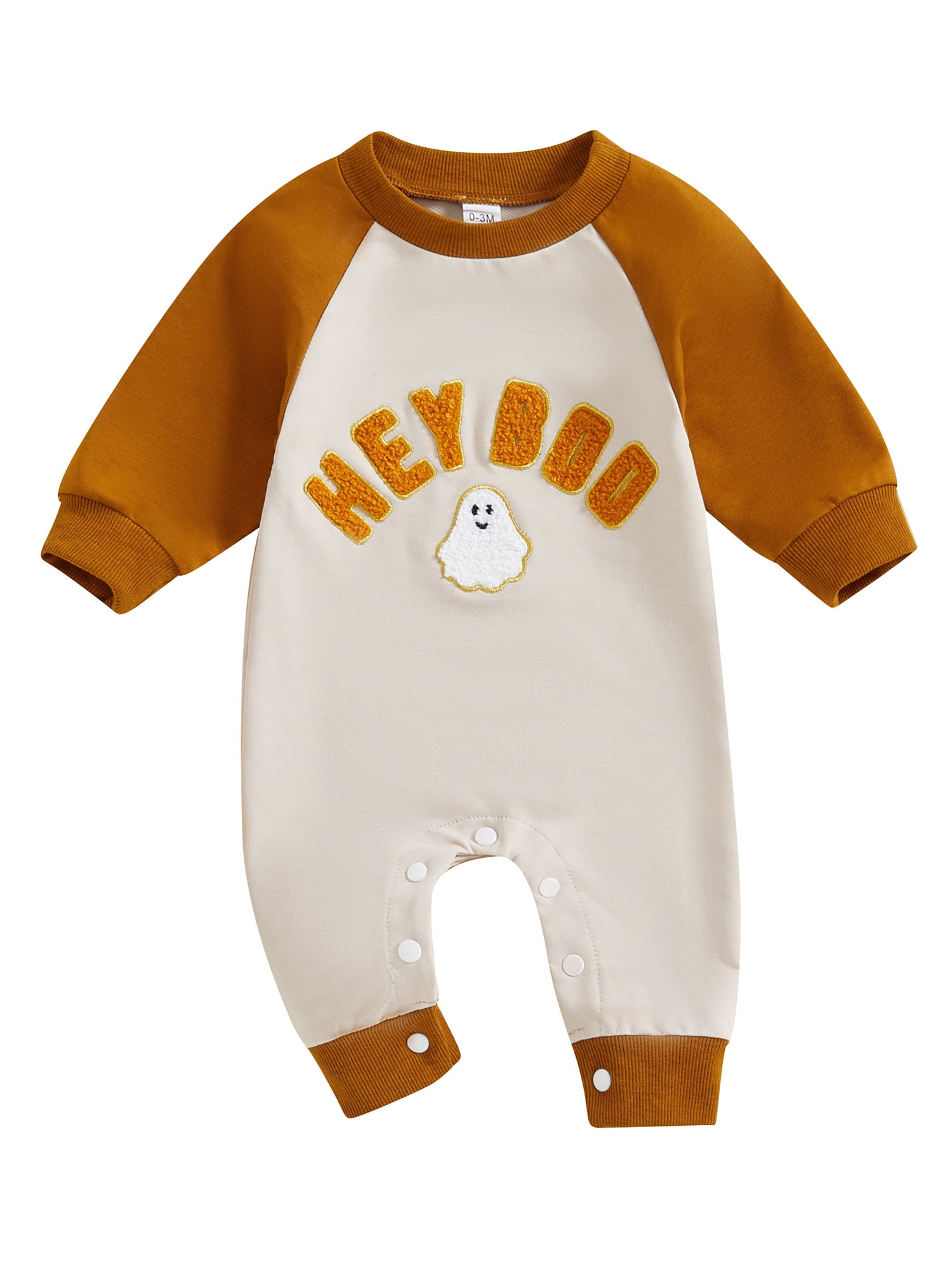 Newborn Baby Boy Halloween Outfit Ghost Boo Jumpsuit Long Sleeve Romper Infant Fall Winter Cute ...