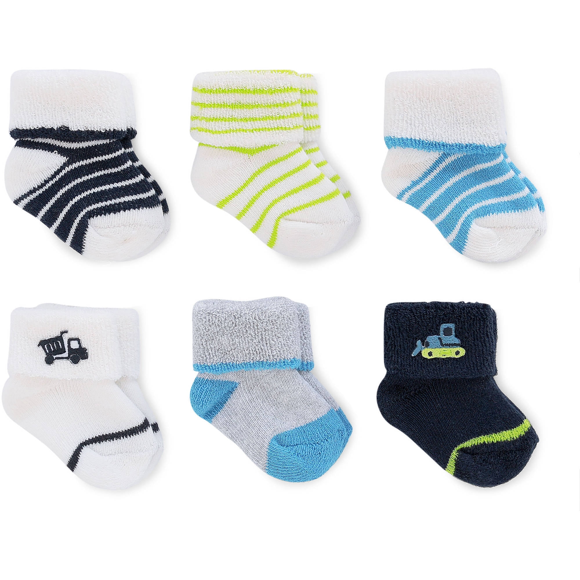 Newborn Baby Boy Terry Cuff Socks, 6 Pack - Walmart.com