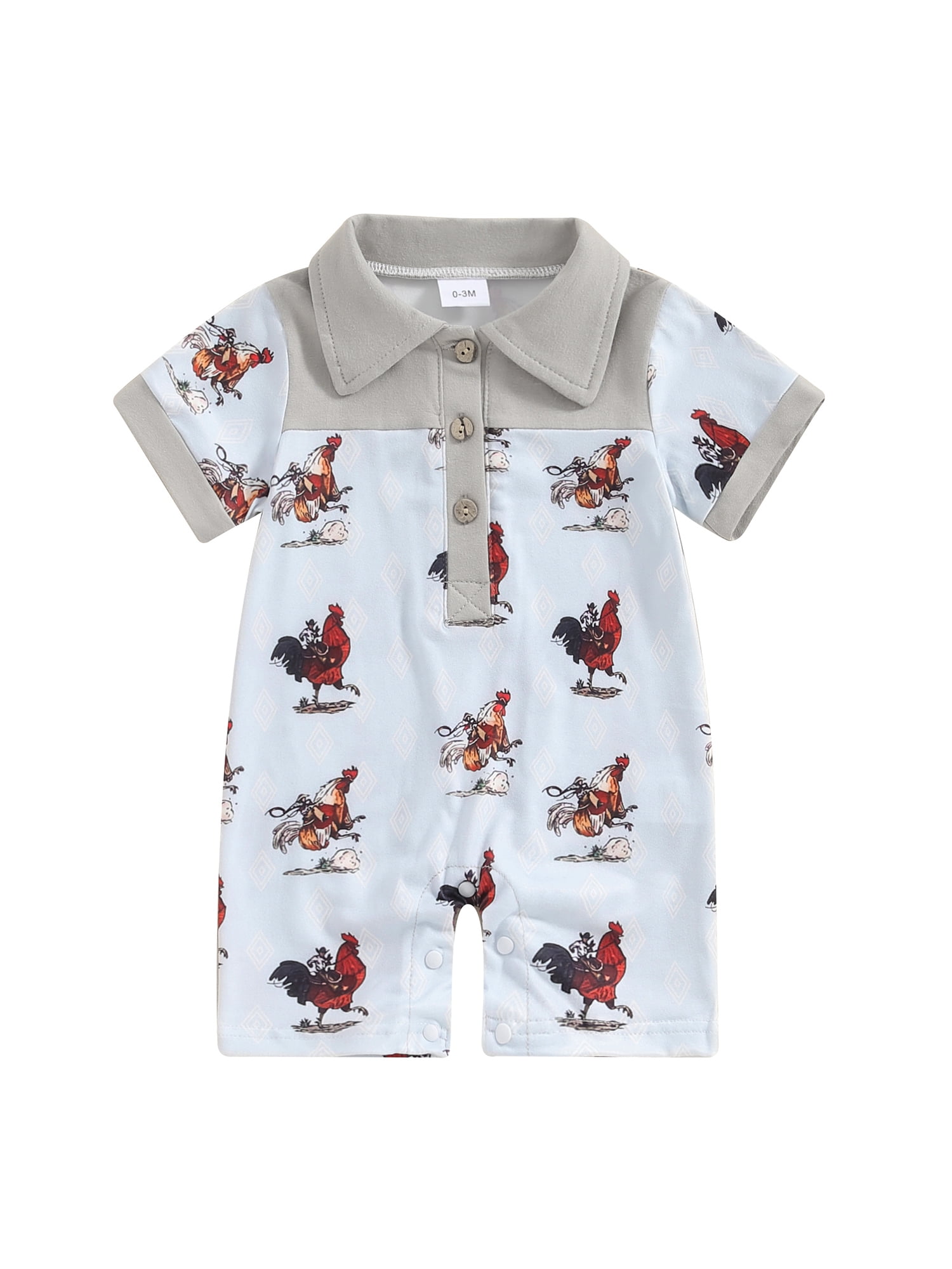 Newborn Baby Boy Western Outfits Tractors Horse Cow Print Cowboy Polo Romper Shorts Jumpsuit ...