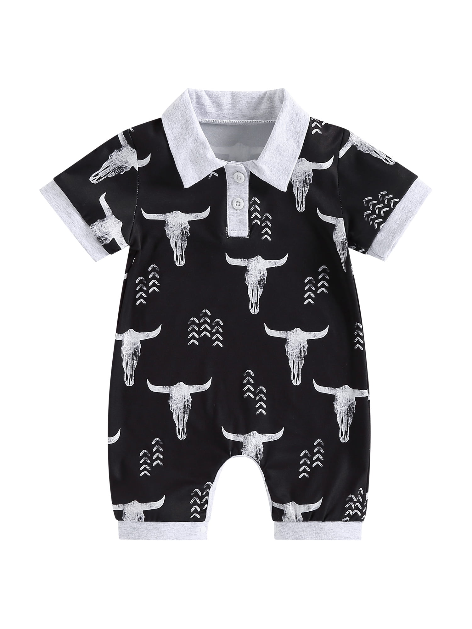 Newborn Baby Boy Western Outfits Tractors Horse Cow Print Cowboy Polo Romper Shorts Jumpsuit ...