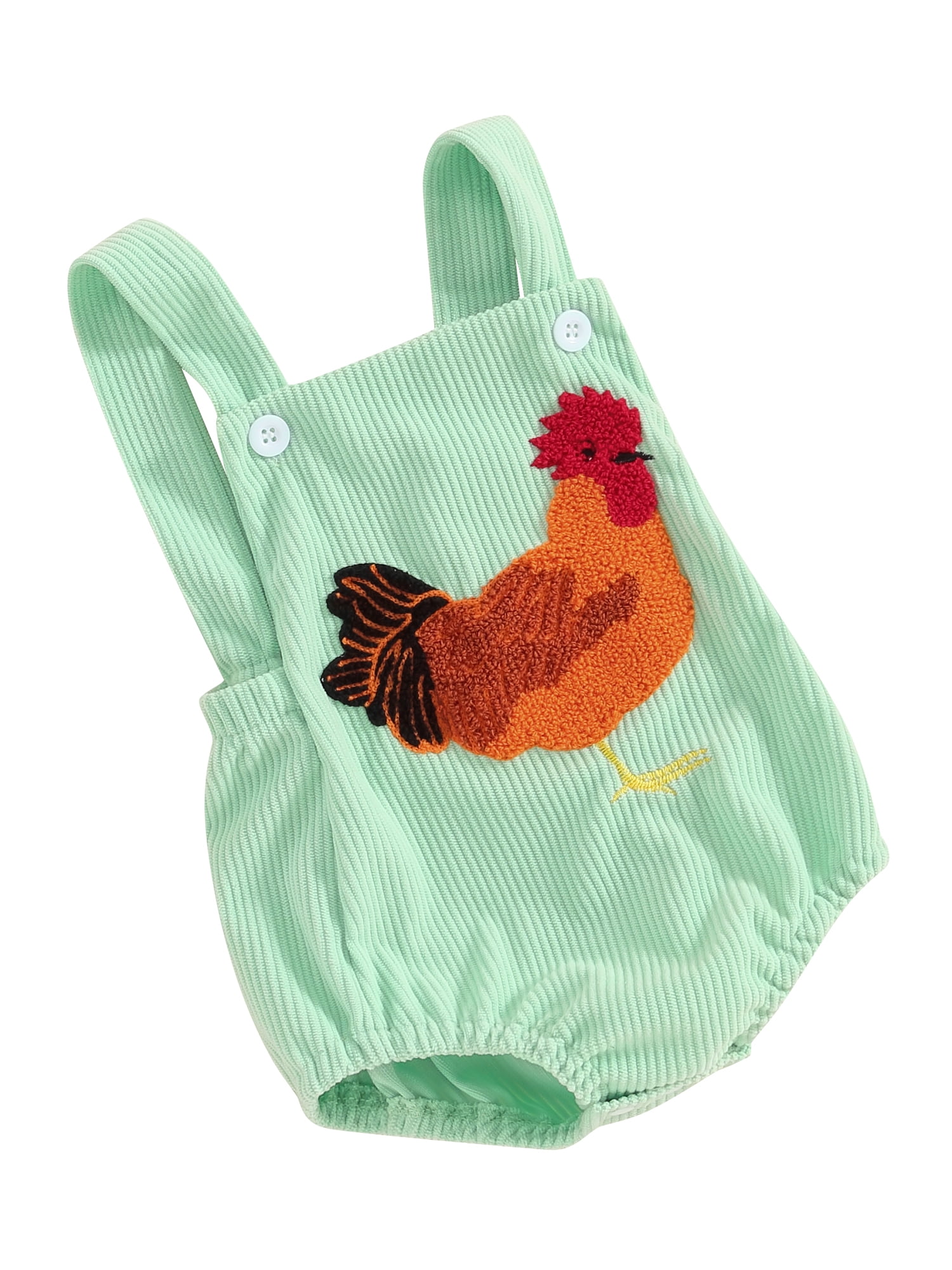 Newborn Baby Boy and Girl Overalls Square Neck Rooster Embroidery ...