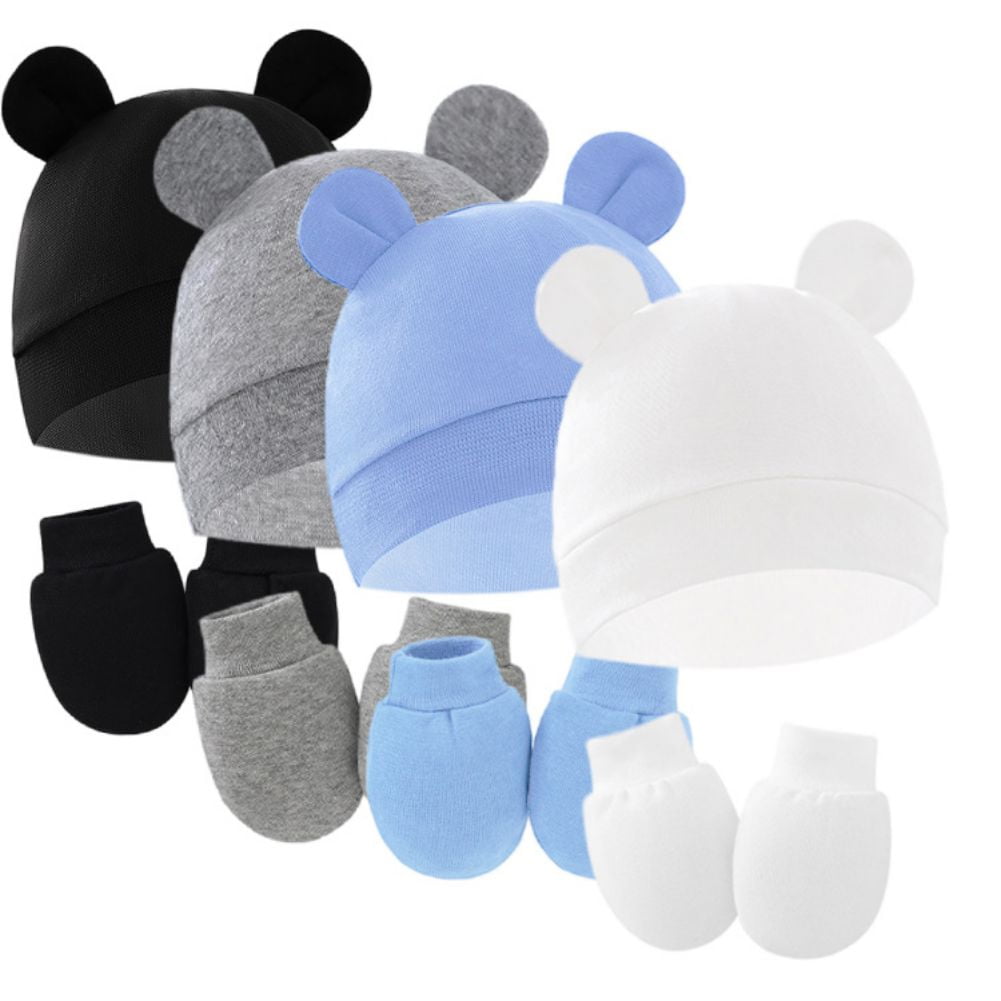 Newborn Baby Boys Girls Hats Mittens Set Hospital Hat Beanie Preemie ...
