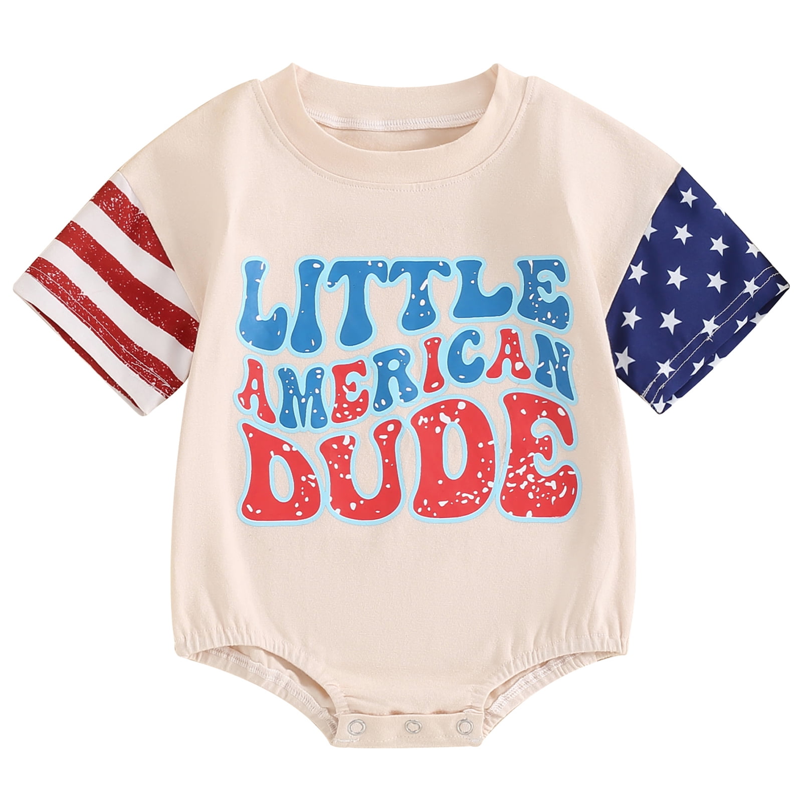 Newborn Baby Boys Romper Short Sleeve Letters Stars Stripes Summer ...