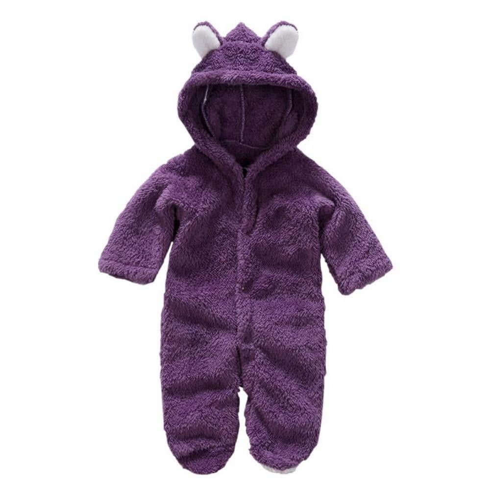 Newborn Baby Cartoon Bear Snowsuit Winter Coat Fleece Hooded Romper Jumpsuit - Walmart.com