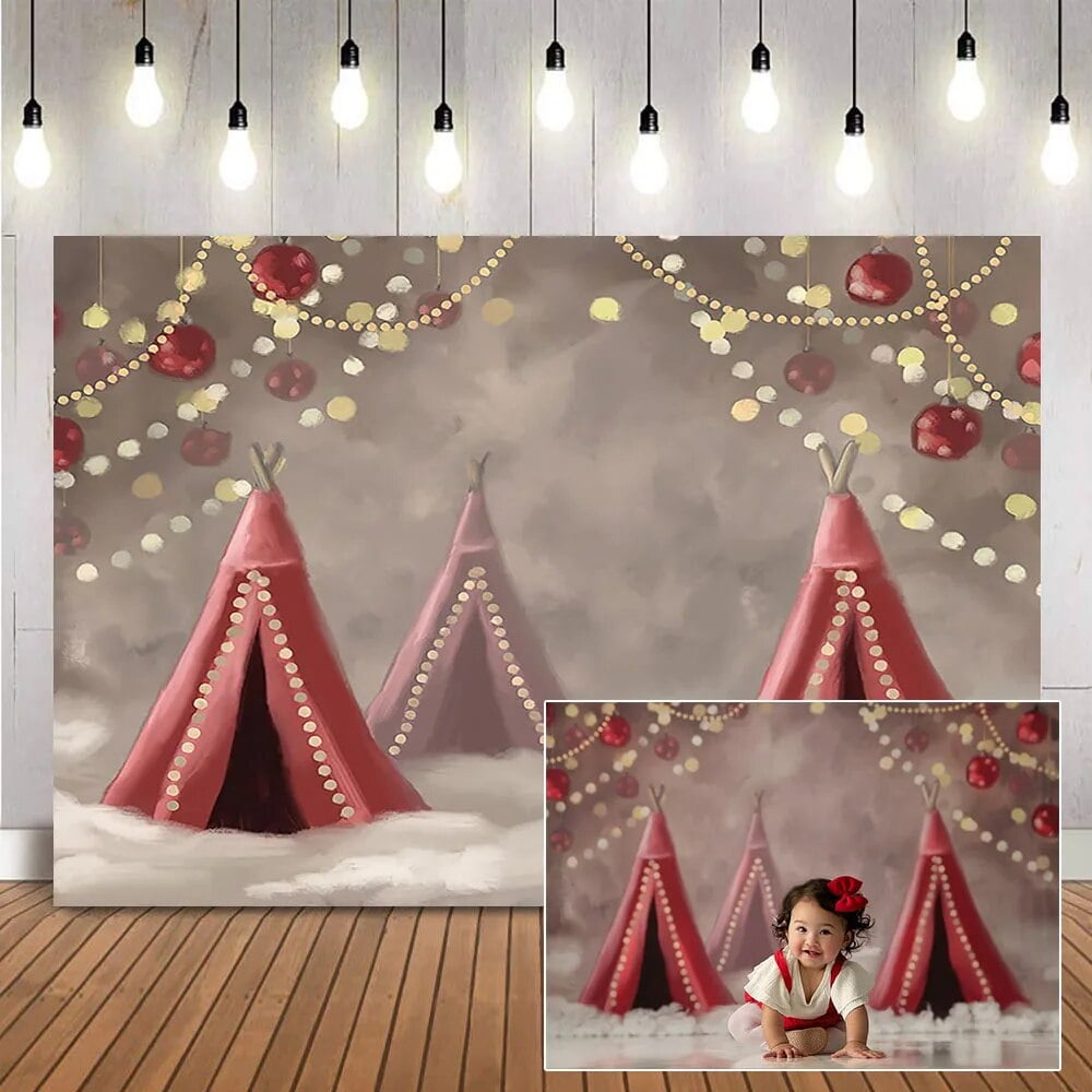 Newborn Baby Circus Backdrop for Photography Carousel Theme Winter Snow ...