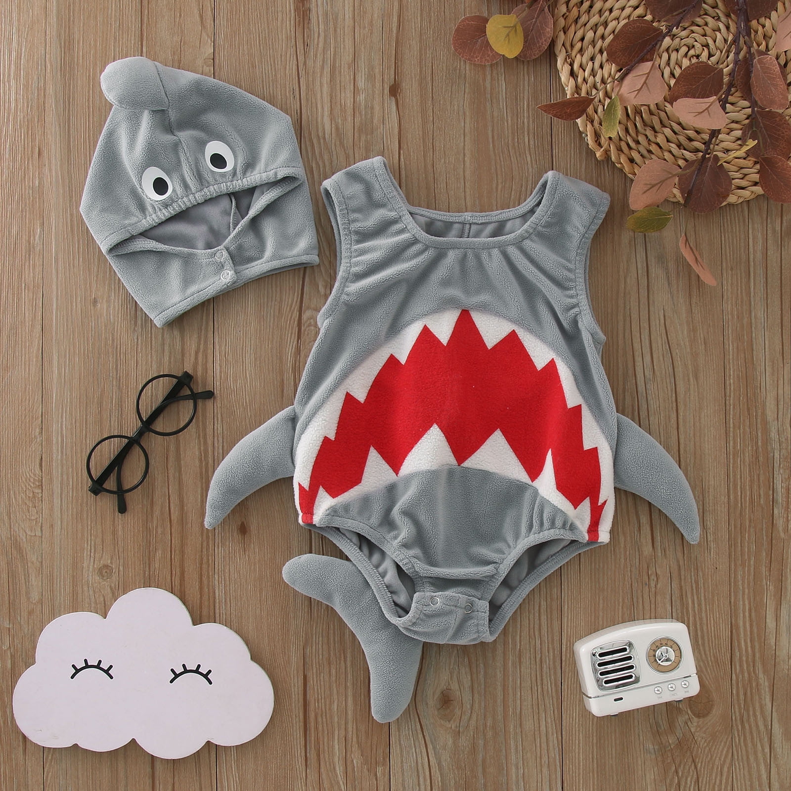 Newborn Baby Costumes Boy Girl 3d Cartoon Shark Outfits Infant Fleece ...