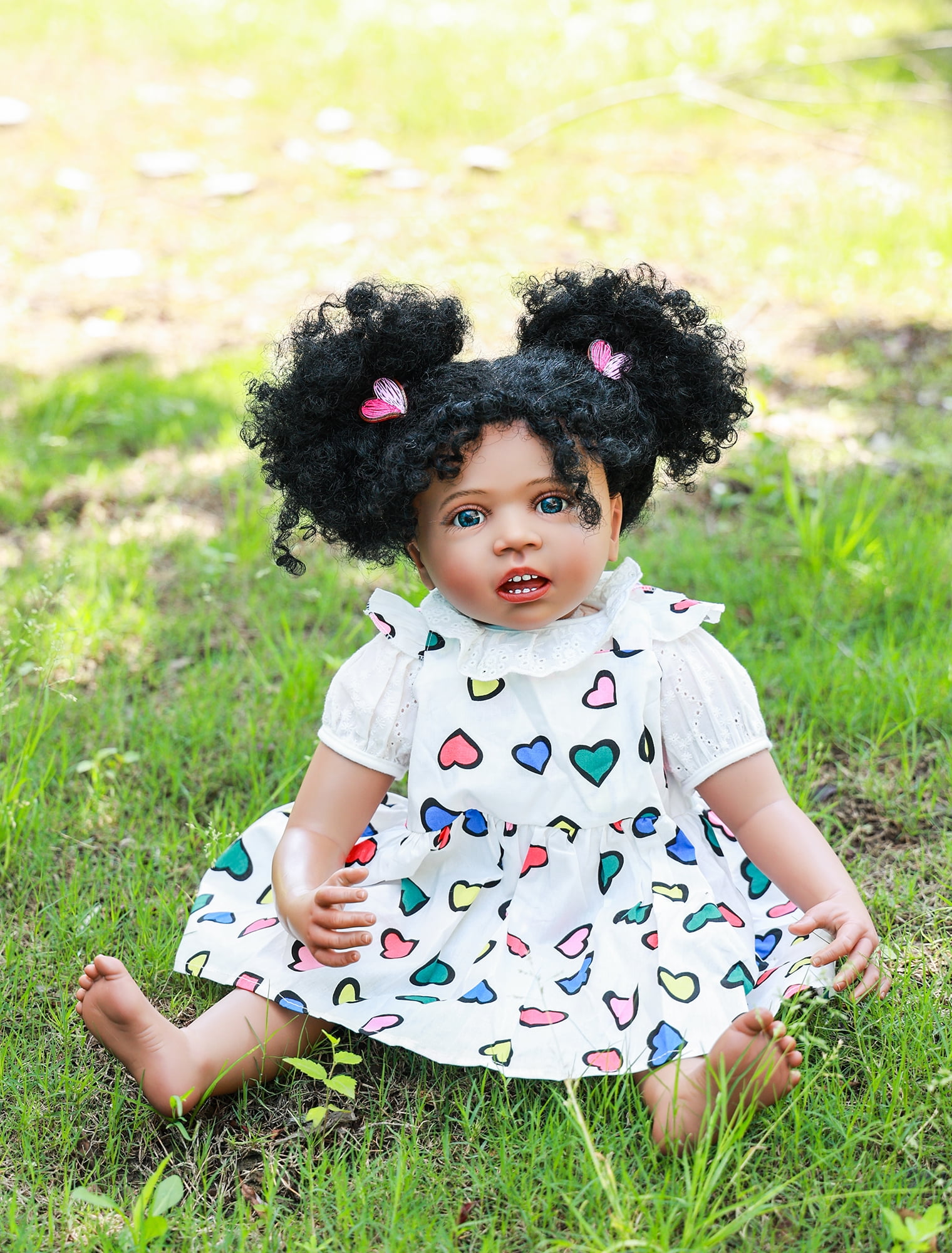 Reborn Baby Dolls 24 Inch Black Skin Soft Body Lifelike Realistic Girl ...