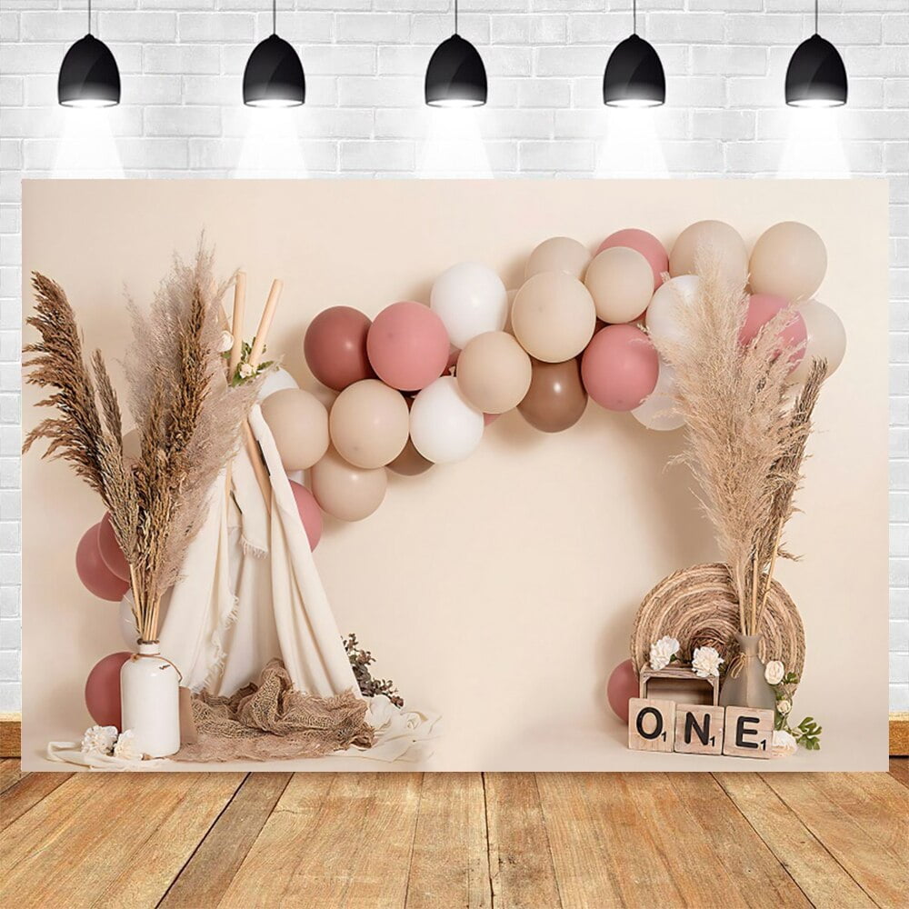Newborn Baby First Birthday Backdrop Girl Boy Balloon Jungle Safari ...