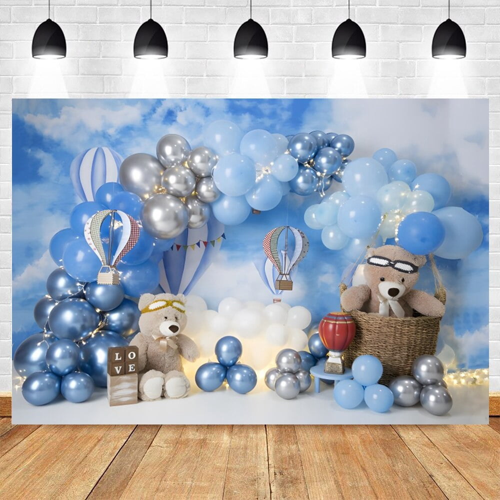 Newborn Baby First Birthday Backdrop Girl Boy Balloon Jungle Safari ...