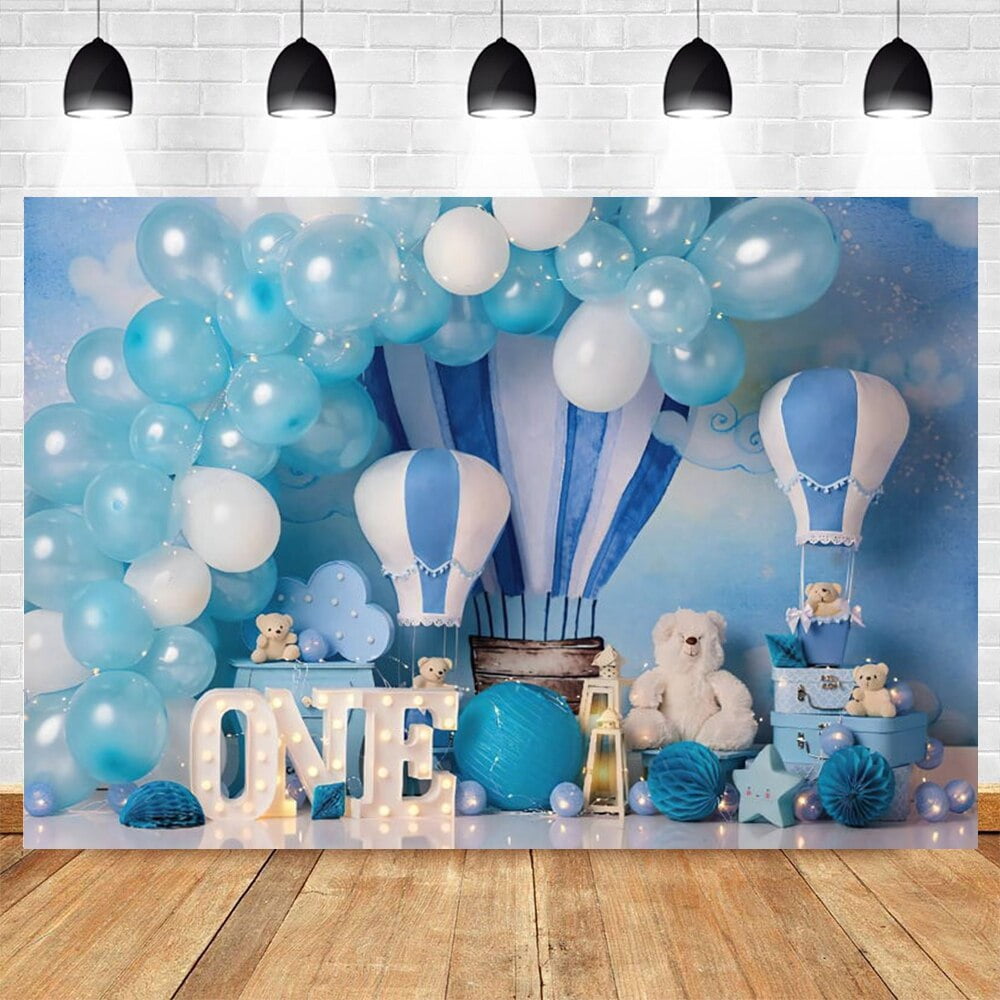 Newborn Baby First Birthday Backdrop Girl Boy Balloon Jungle Safari ...
