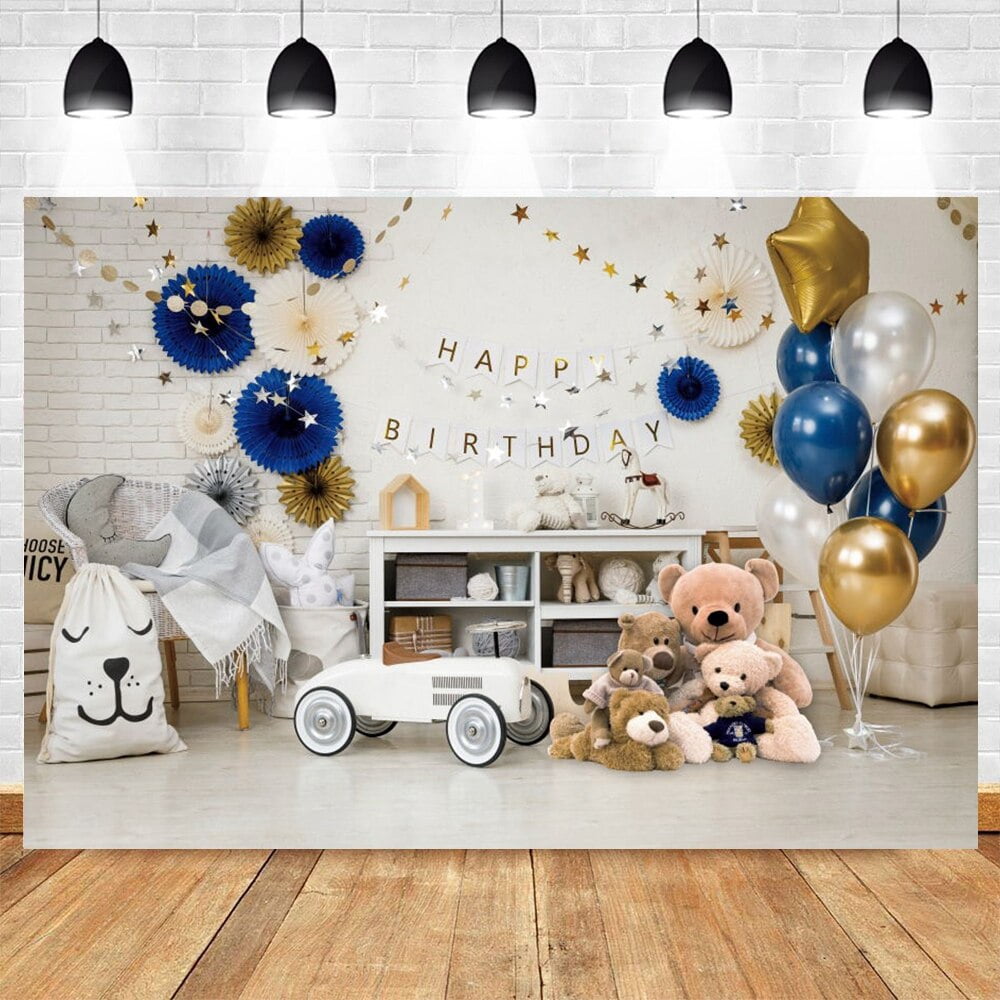 Newborn Baby First Birthday Backdrop Girl Boy Balloon Jungle Safari ...