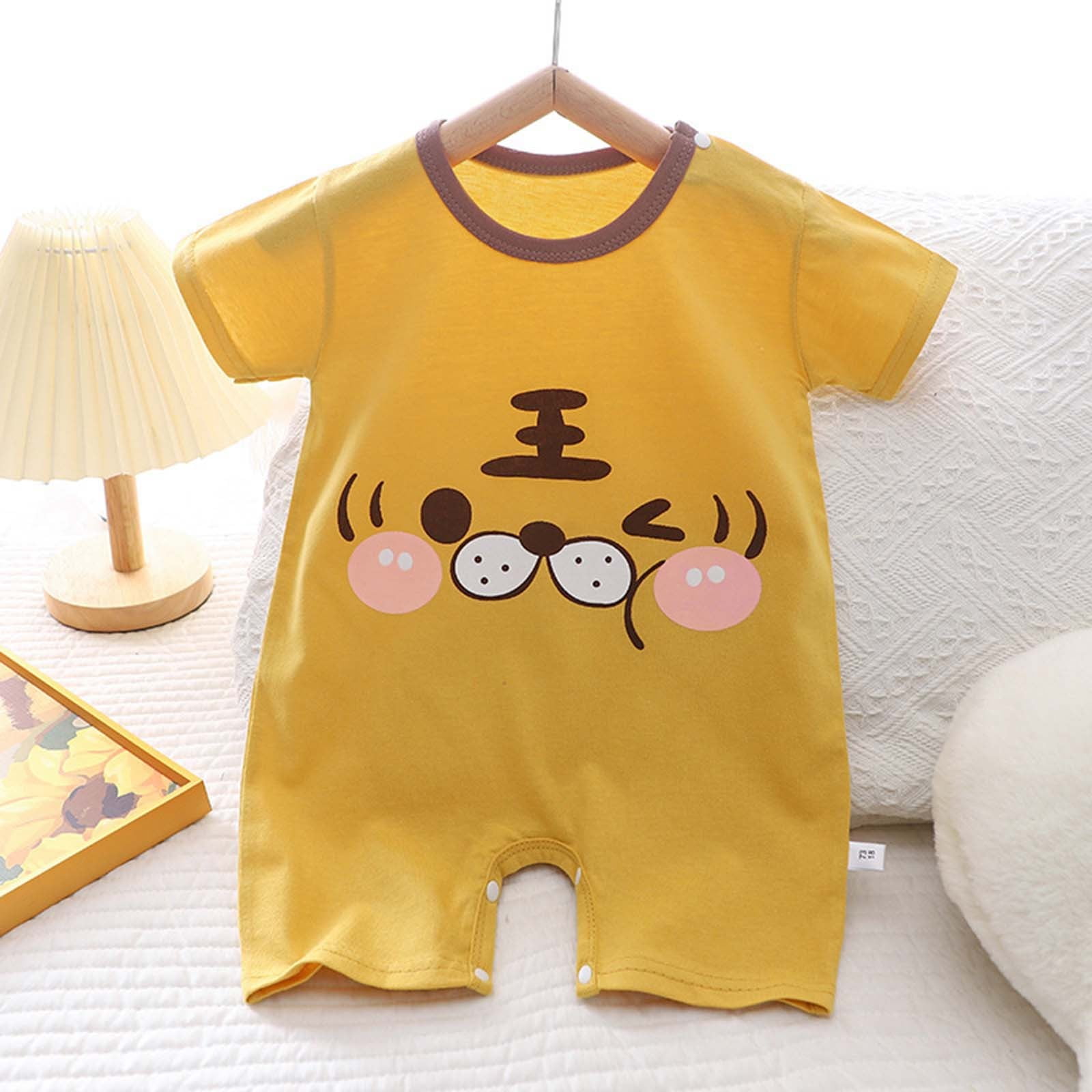 Newborn Baby Gender Neutral Clothes Summer Newborn Short Sleeve Romper ...