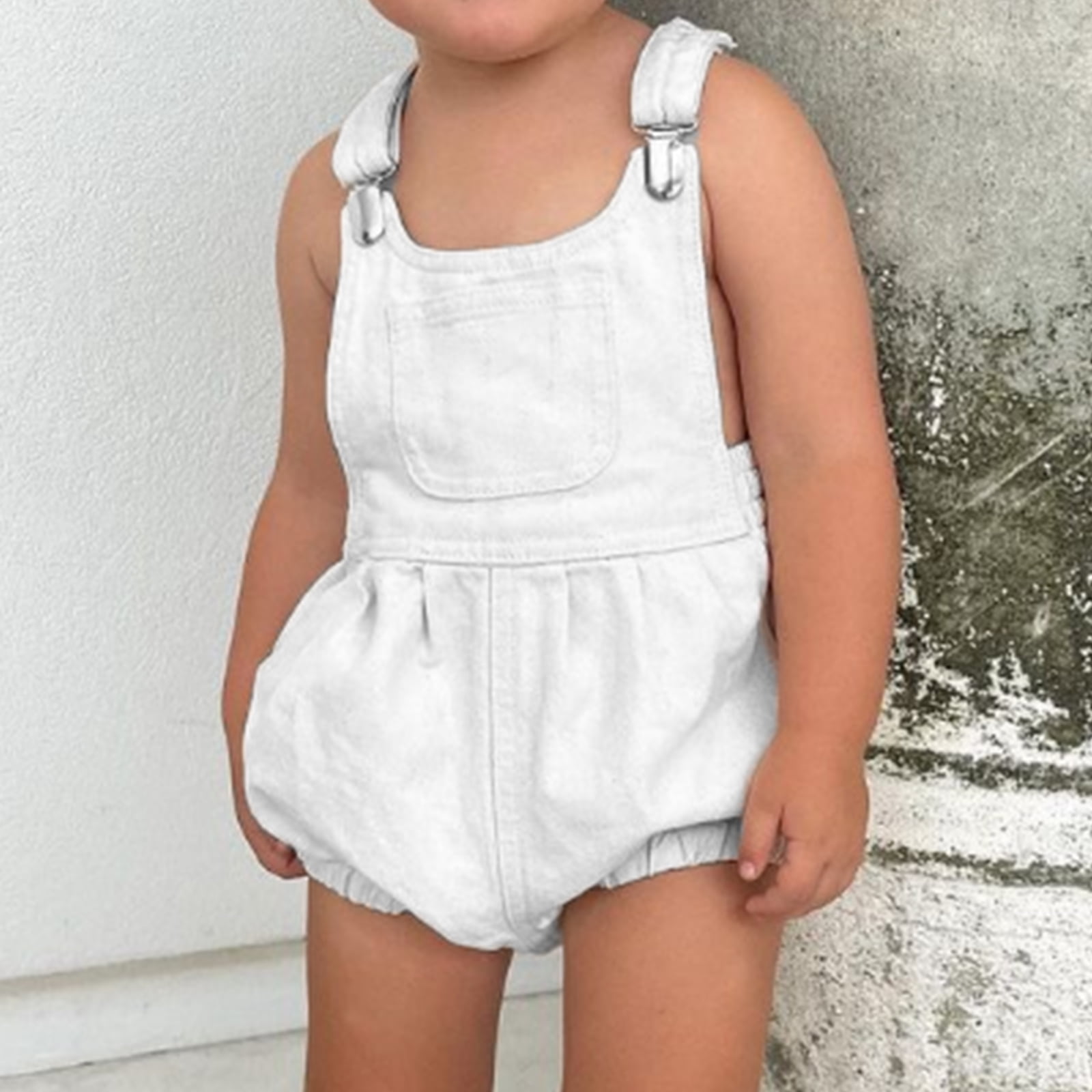 Newborn Baby Girl Boy Clothes Solid Suspender Overalls Bib Shorts Pants One Piece Romper ...
