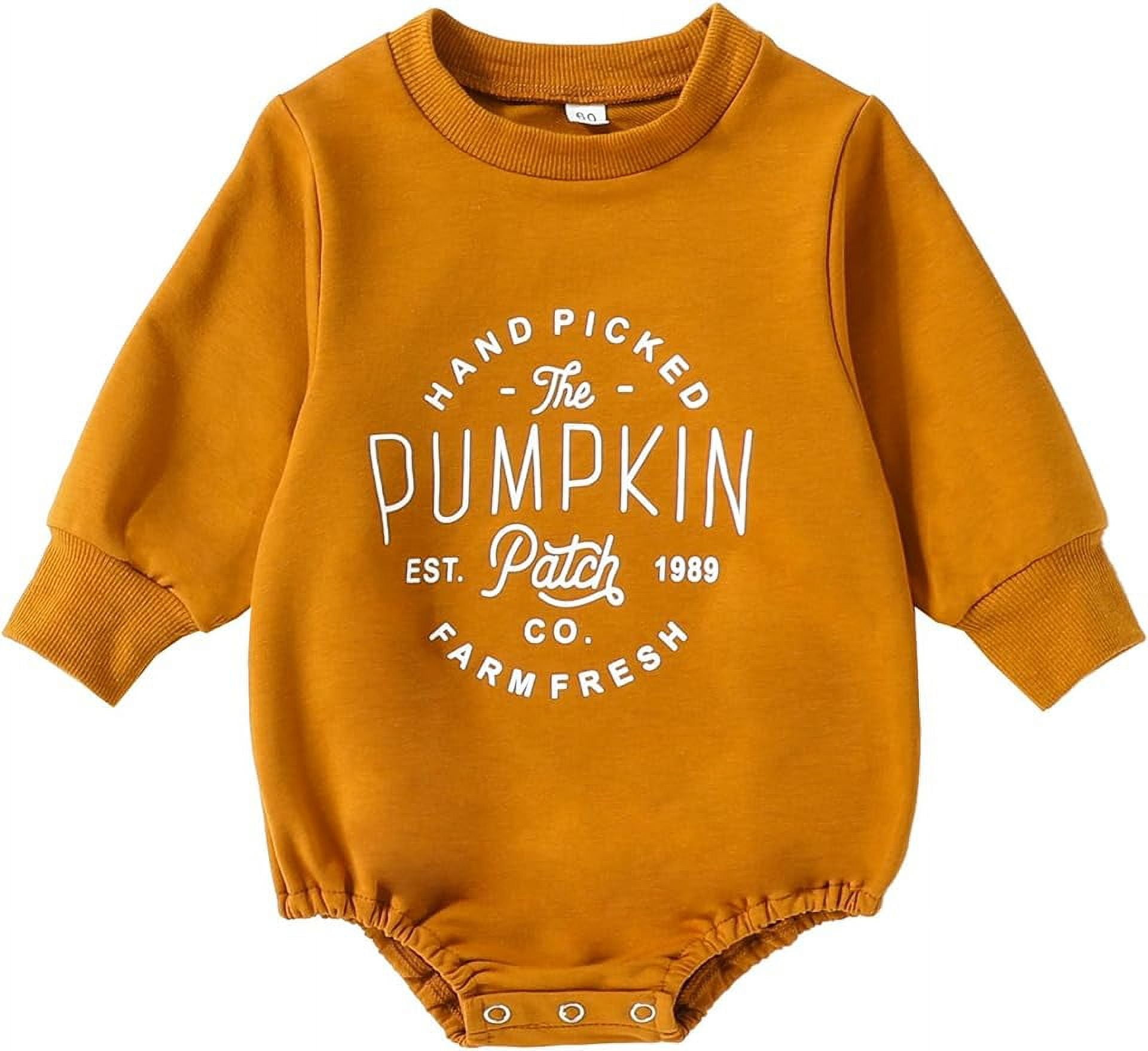Newborn Baby Girl Boy Halloween Outfit Pumpkin Romper Oversized Sweatshirt Neutral Halloween ...