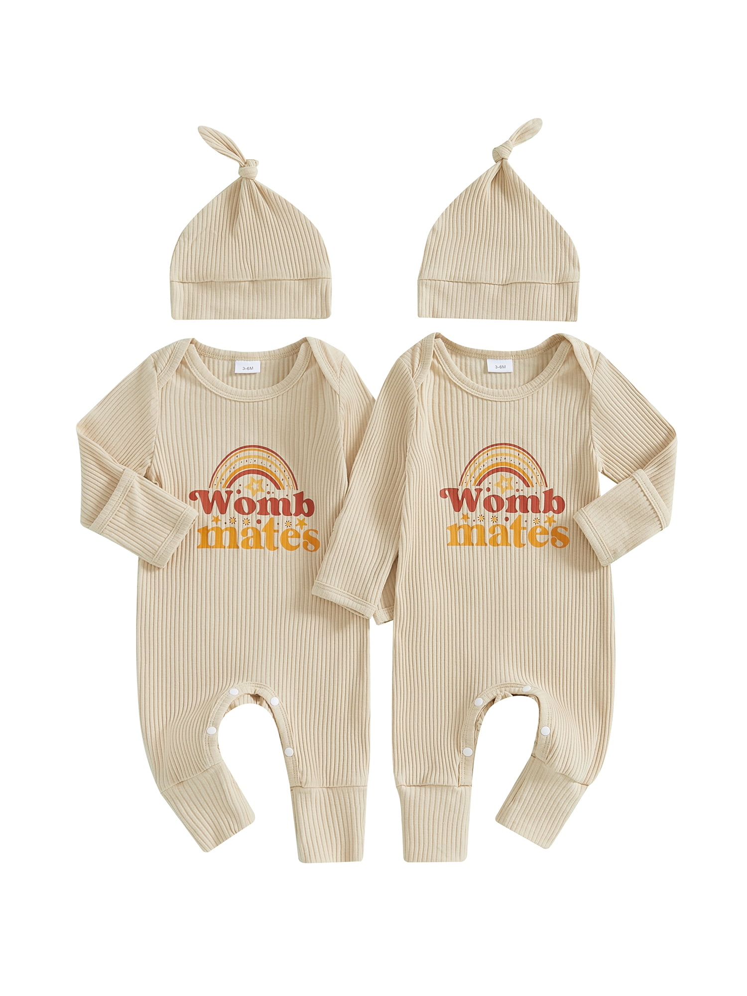 Newborn Baby Girl Boy Twins Matching Outfits Womb Mates Knitted Romper ...