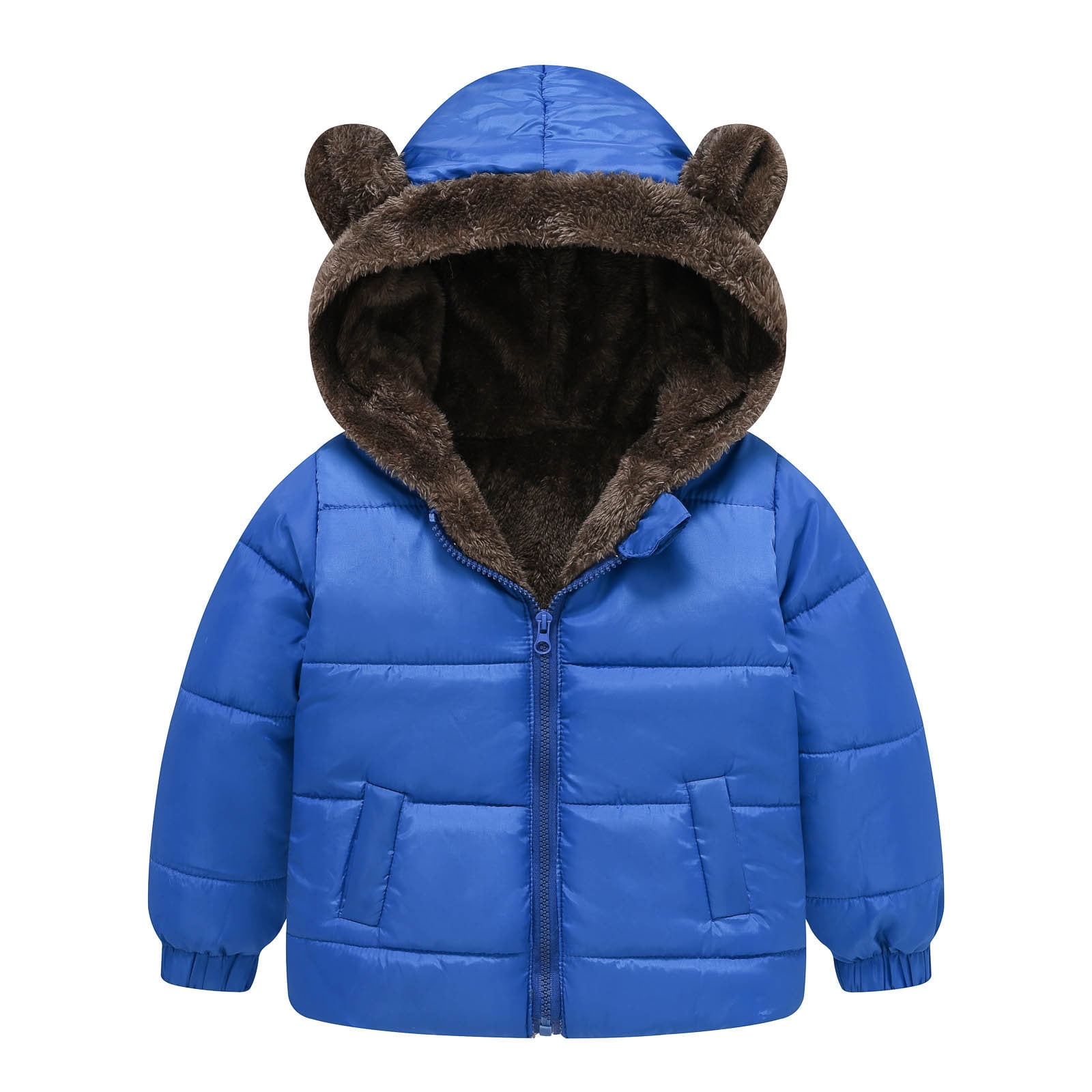 Newborn Baby Girl Boy Winter Coat Cute Bear Ear Hooded Jacket Fleece Full Zip Up Snowsuit Puffer ...