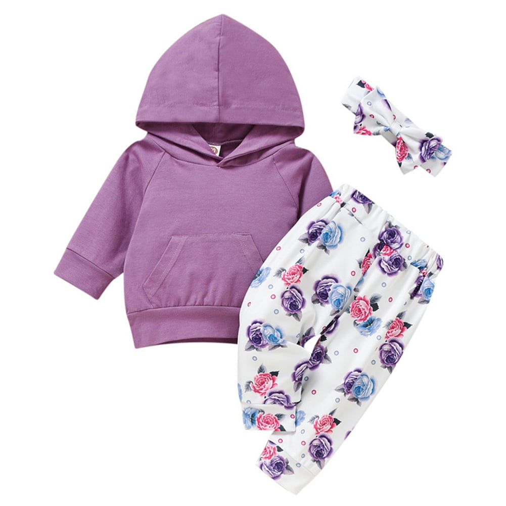 Newborn Baby Girl Clothes Outfits Infant Hoodie Sweatshirt Floral Pants ...