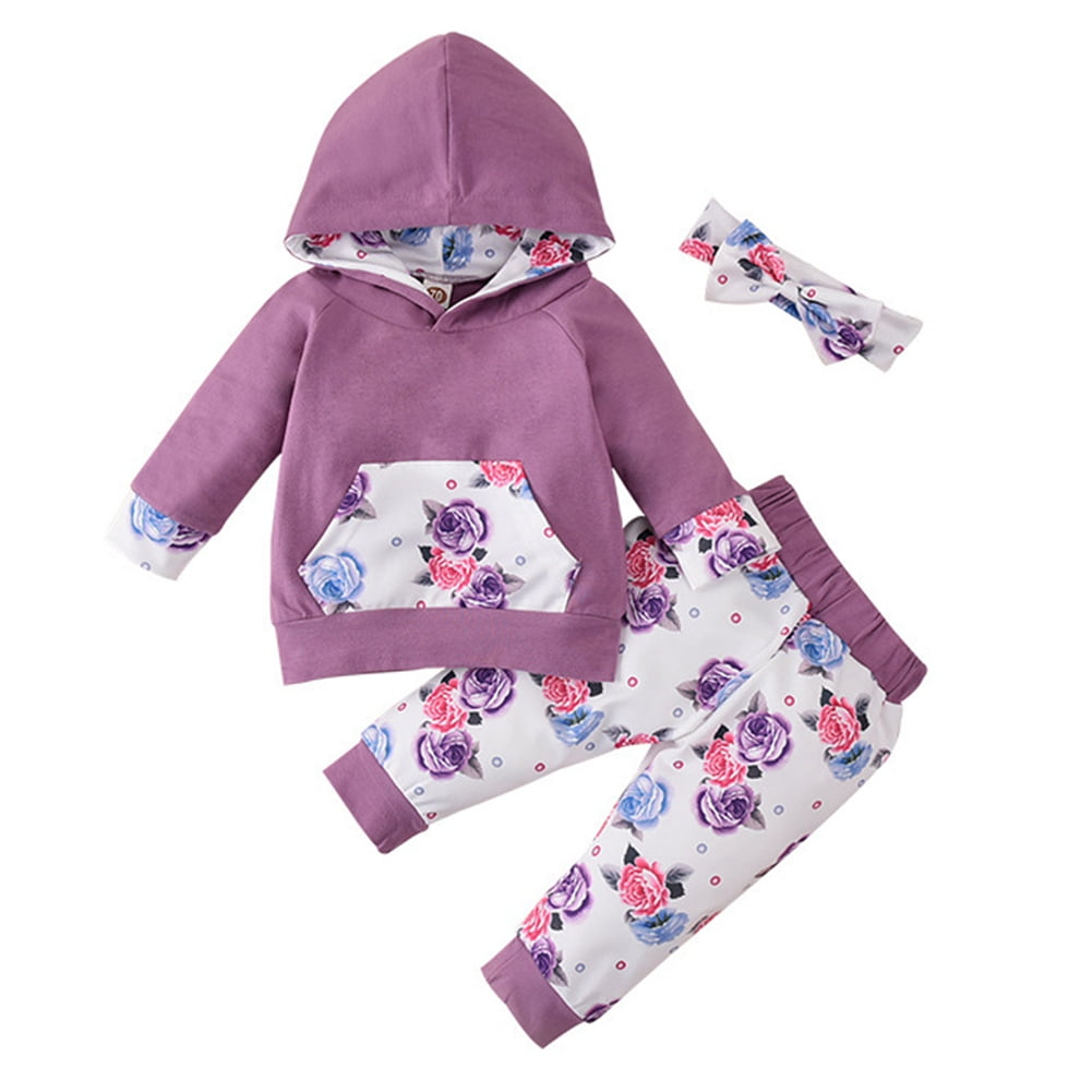 Newborn Baby Girl Clothes Outfits Infant Hoodie Sweatshirt Floral Pants ...