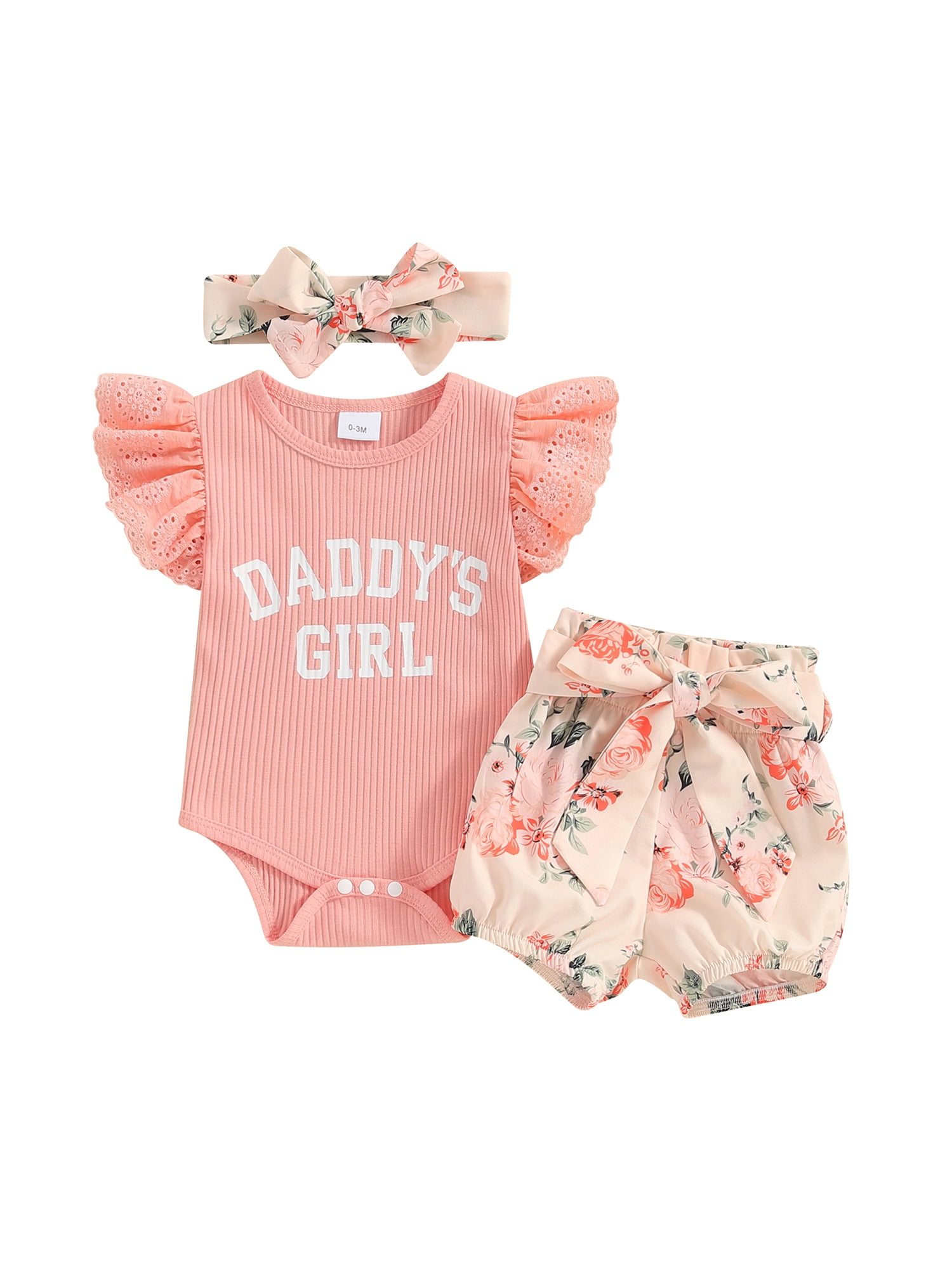 Newborn Baby Girl Daddy Clothes Set Daddy's Girl Ribbed Short Sleeve ...