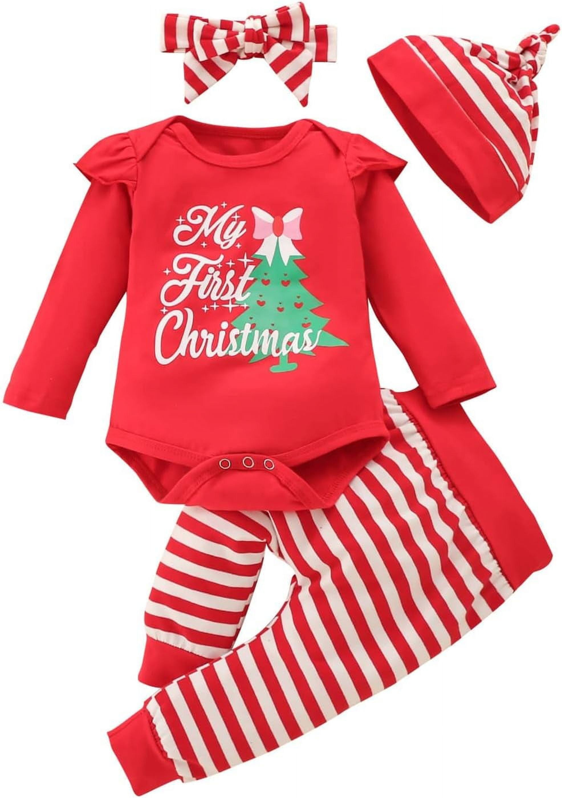 Newborn Baby Girl First Christmas Clothes Baby Elf Outfit Ruffle Pants ...