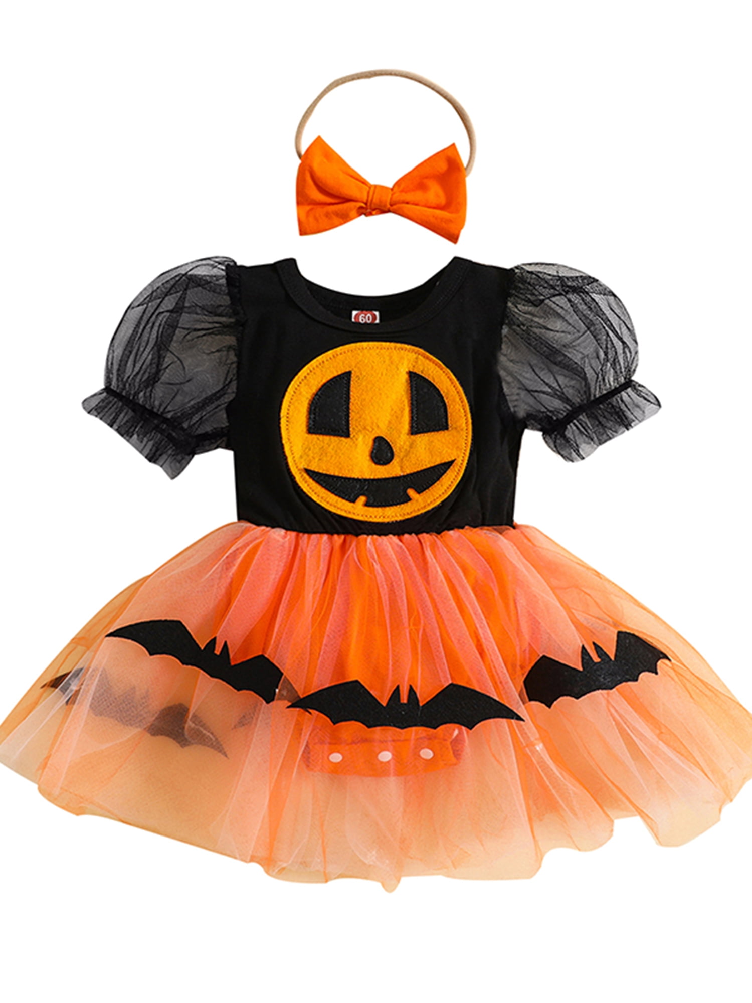 Newborn Baby Girl Halloween Outfits Pumpkin Romper Tutu Dress Puff ...