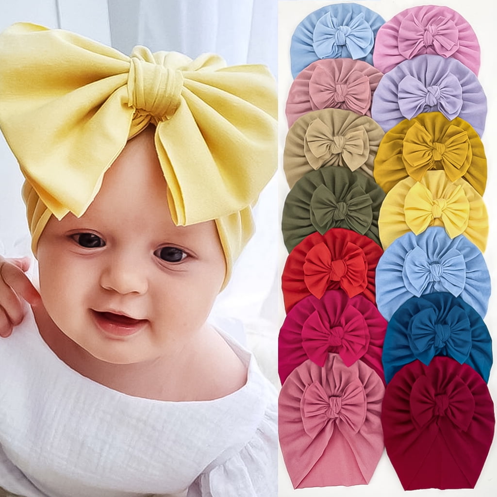 Newborn Baby Girl Hospital Hat Infant Caps Bow Baby Beanie Hats for ...