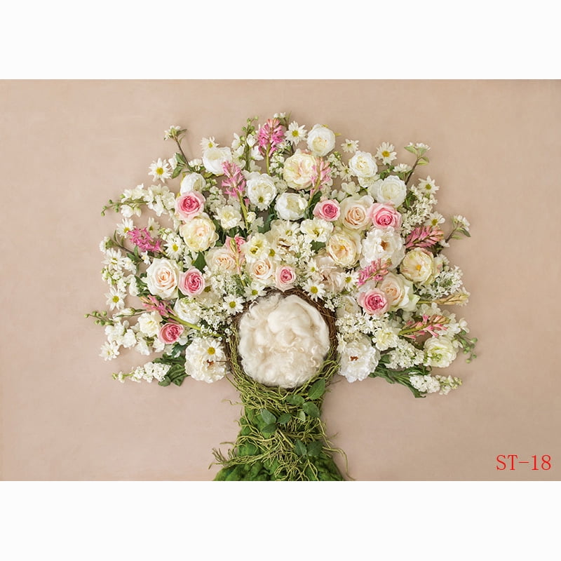 Newborn Baby Girl Photography Tree Swing And Fur Garland Backdrop ...