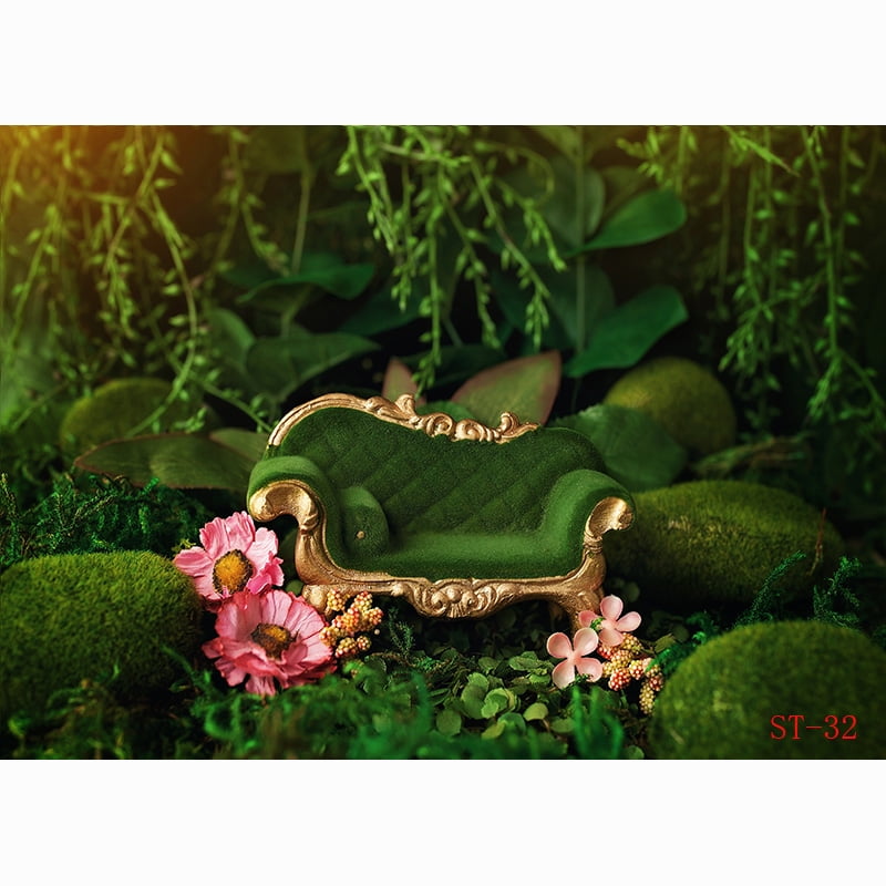 Newborn Baby Girl Photography With Tree Swing And Fur Digital Backdrop ...