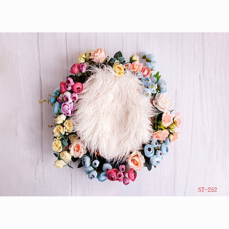 Newborn Baby Girl Photography With Tree Swing And Fur Digital Garland ...
