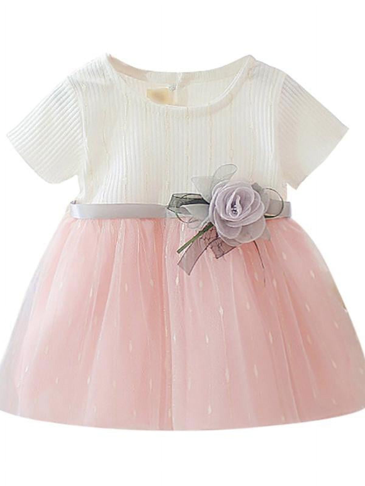 Newborn Baby Girl Princess Dress Flower Dresses,Short Sleeve Knit Top ...