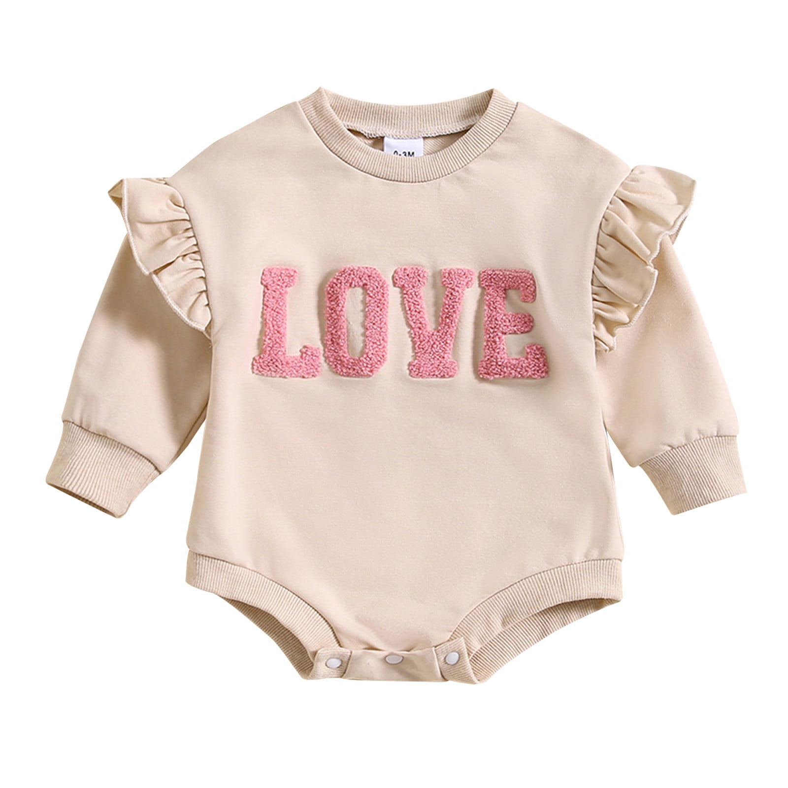 Baby Girl Valentines Day Outfit Crewneck Long Sleeve Romper Embroidery Toddler Cute Clothes ...