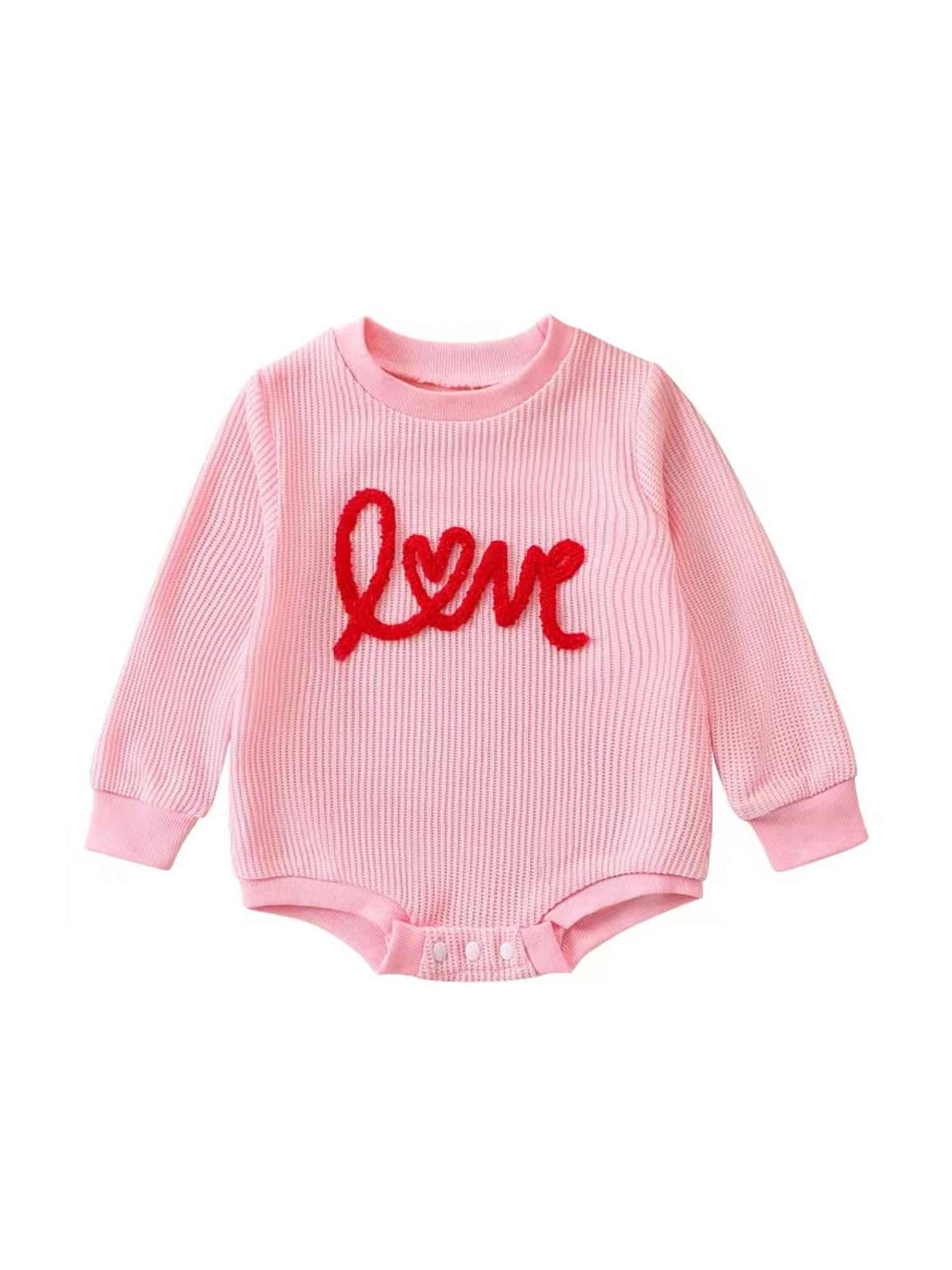 Newborn Baby Girl Valentines Day Outfit Infant Onesie Romper Long Sleeve Sweatshirt Bubble ...