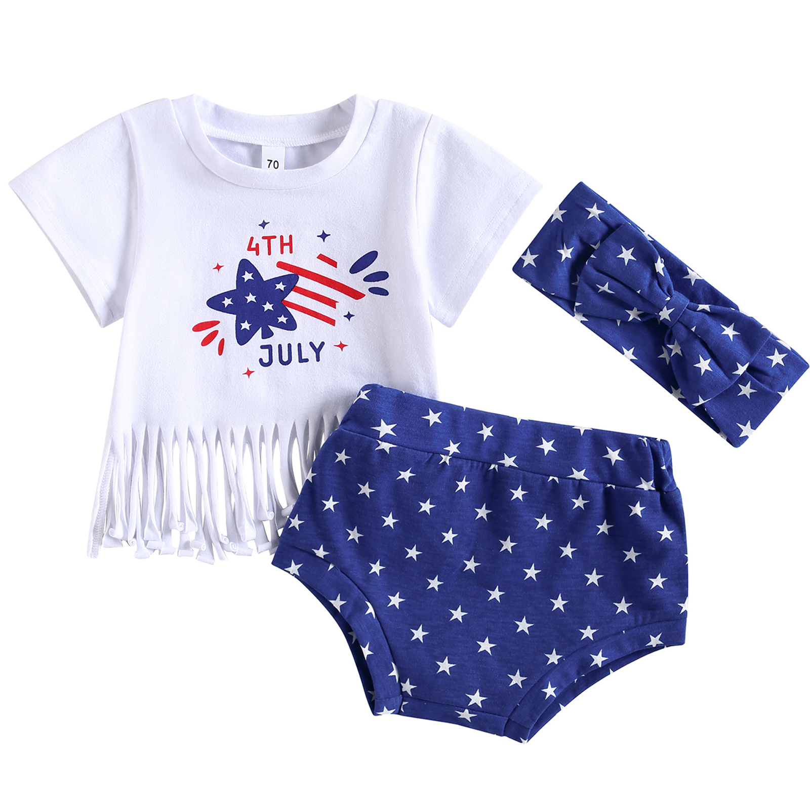 Newborn Baby Girls 4th of July Outfits Set Short Sleeve Romper Shorts ...