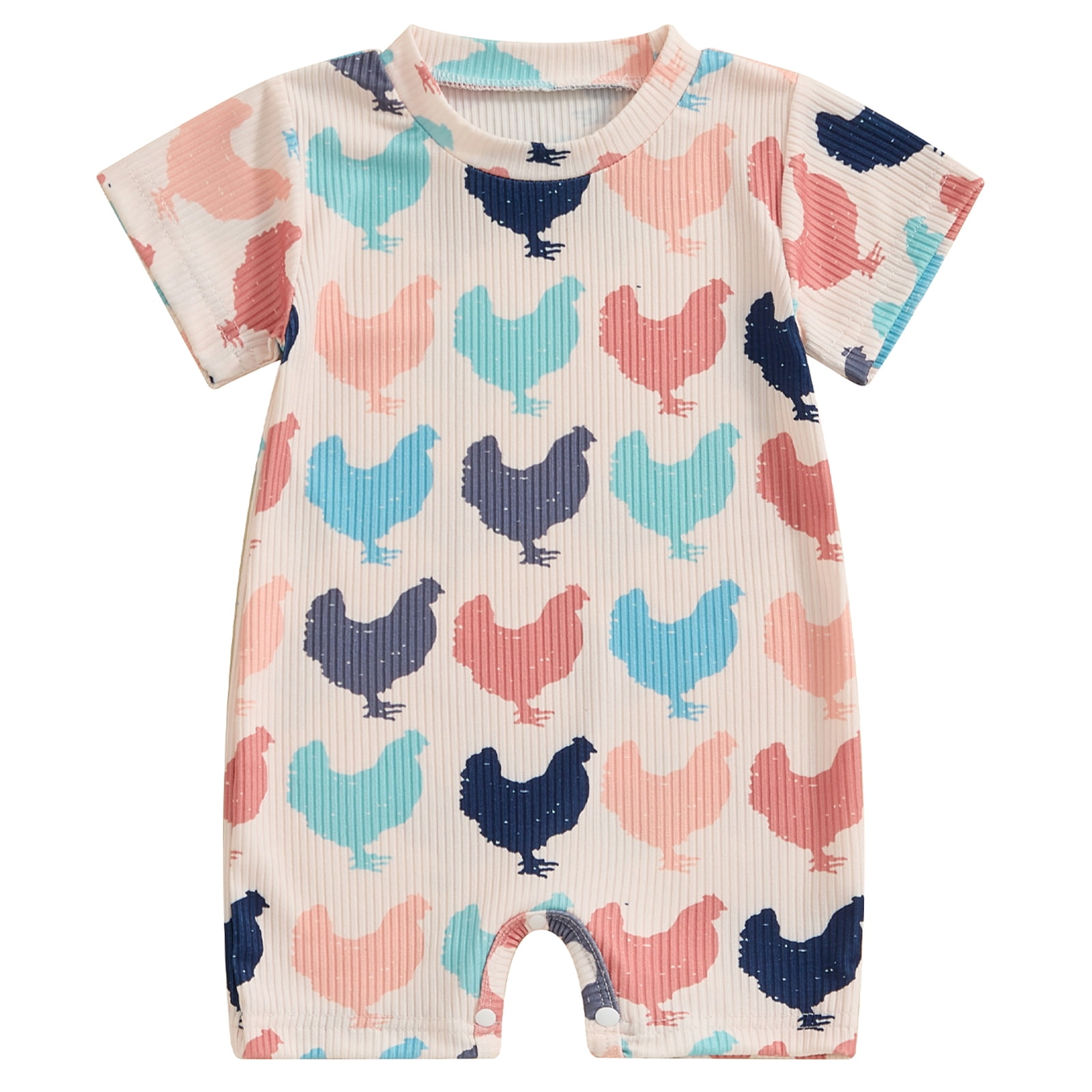 Newborn Baby Girls Boys Jumpsuit Short Sleeve Chicken Print Summer ...