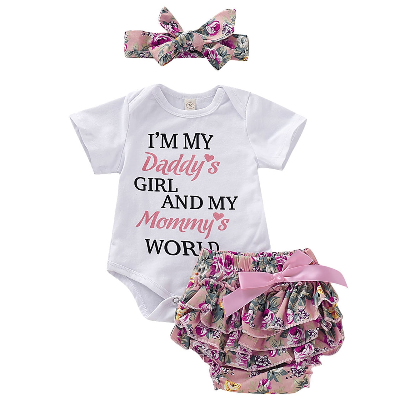 Newborn Baby Girls Clothes Letters Printed Romper +Tutu Shorts Skirt ...
