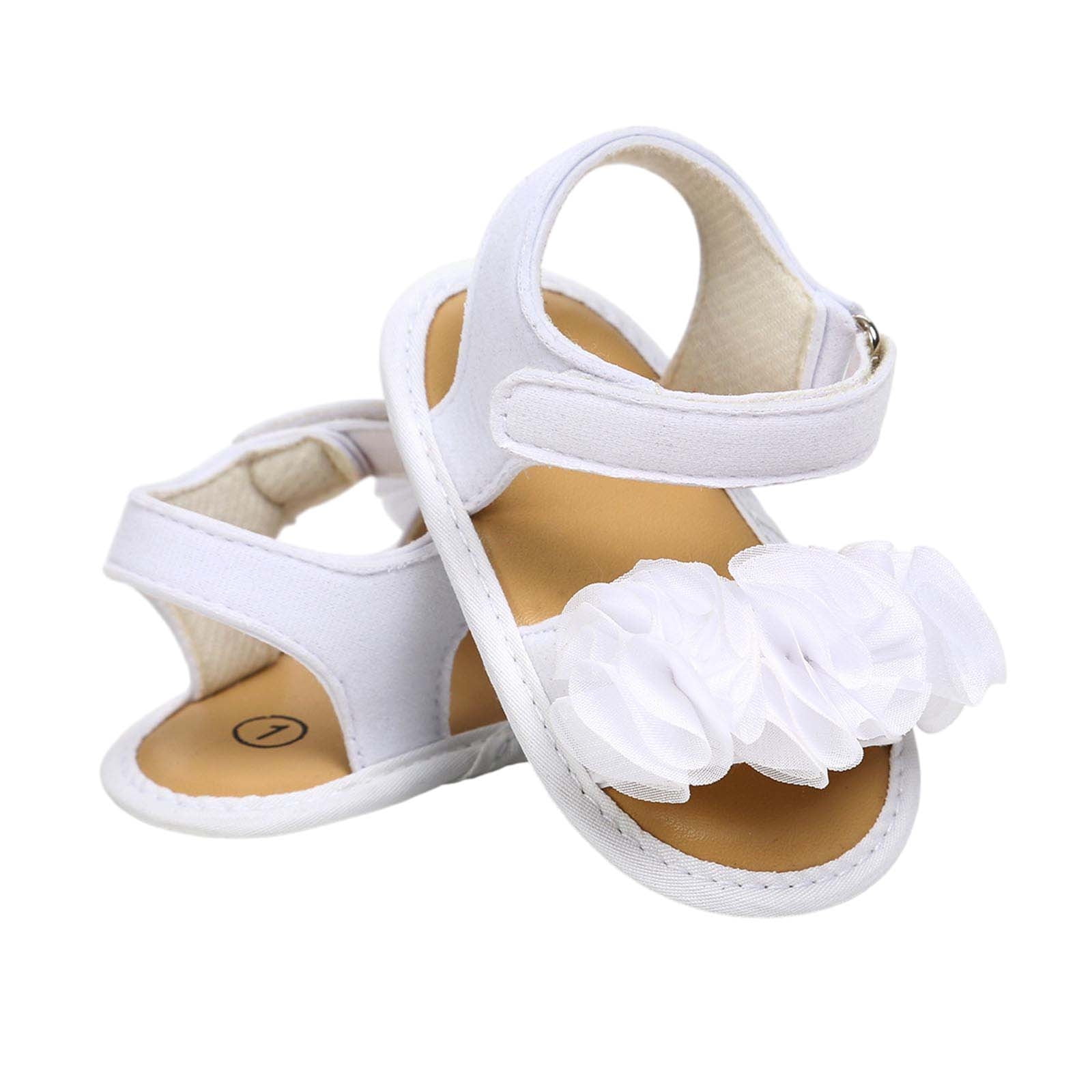 Newborn Baby Girls Cute Flower Sandals Anti-Slip Soft Sole Solid Color ...