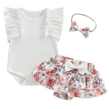 Izhansean 3PCS Newborn Baby Girl Summer Clothes Floral Romper Jumpsuit Shorts Outfits Set Yellow ...